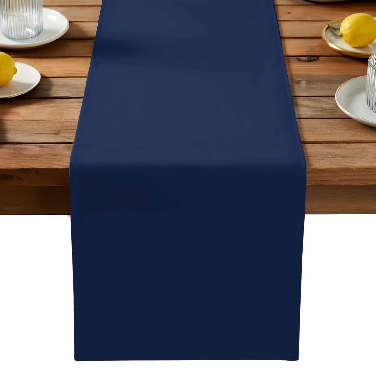 Navy Blue Cotton Linen Table Runner for Dining Kitchen, Modern Pure ...