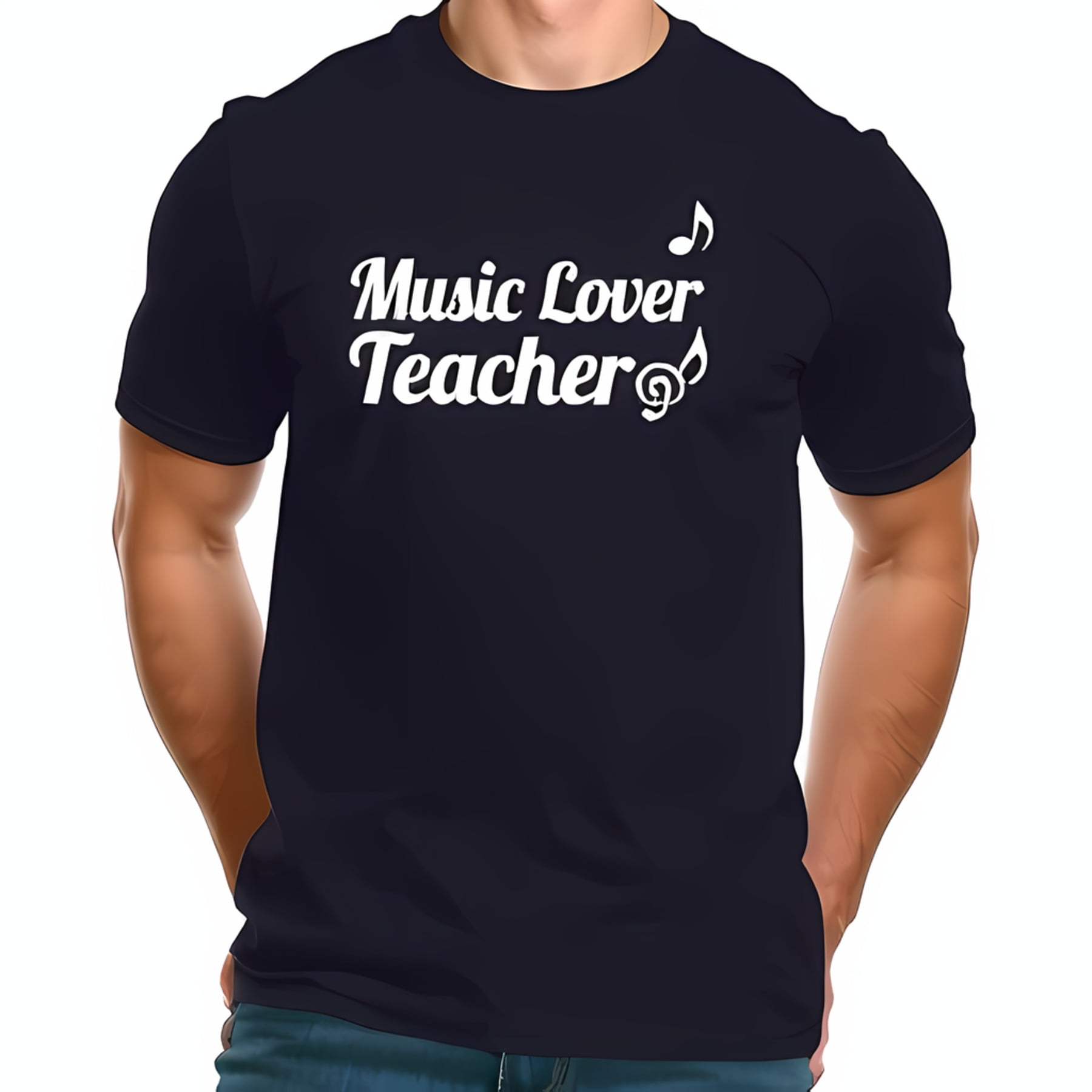 Navy Blue Cotton Short Sleeve T-Shirt for Music Lovers - " Music Lover ...