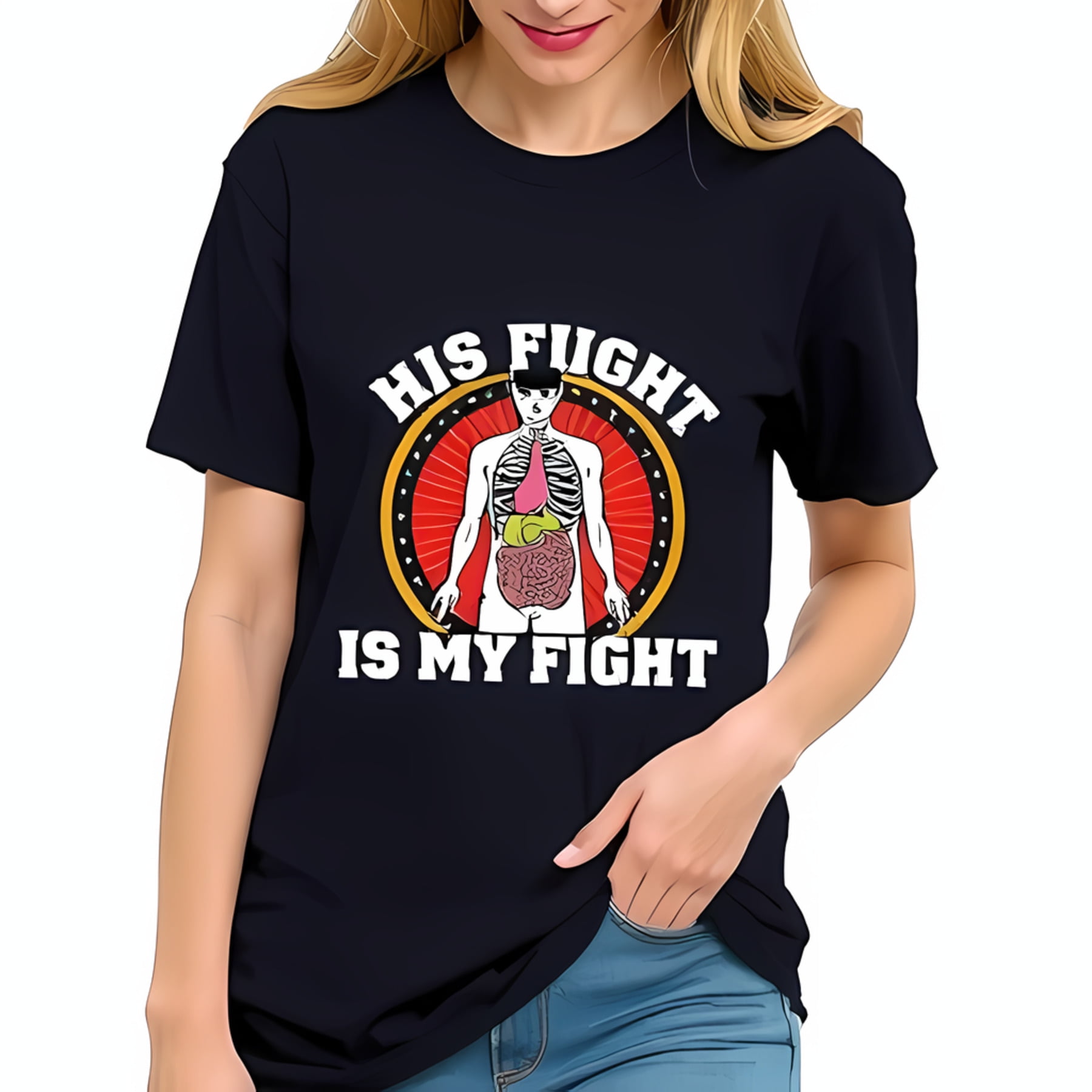 Navy Blue Cotton Short Sleeve T-Shirt with Anatomical Torso Graphic ...