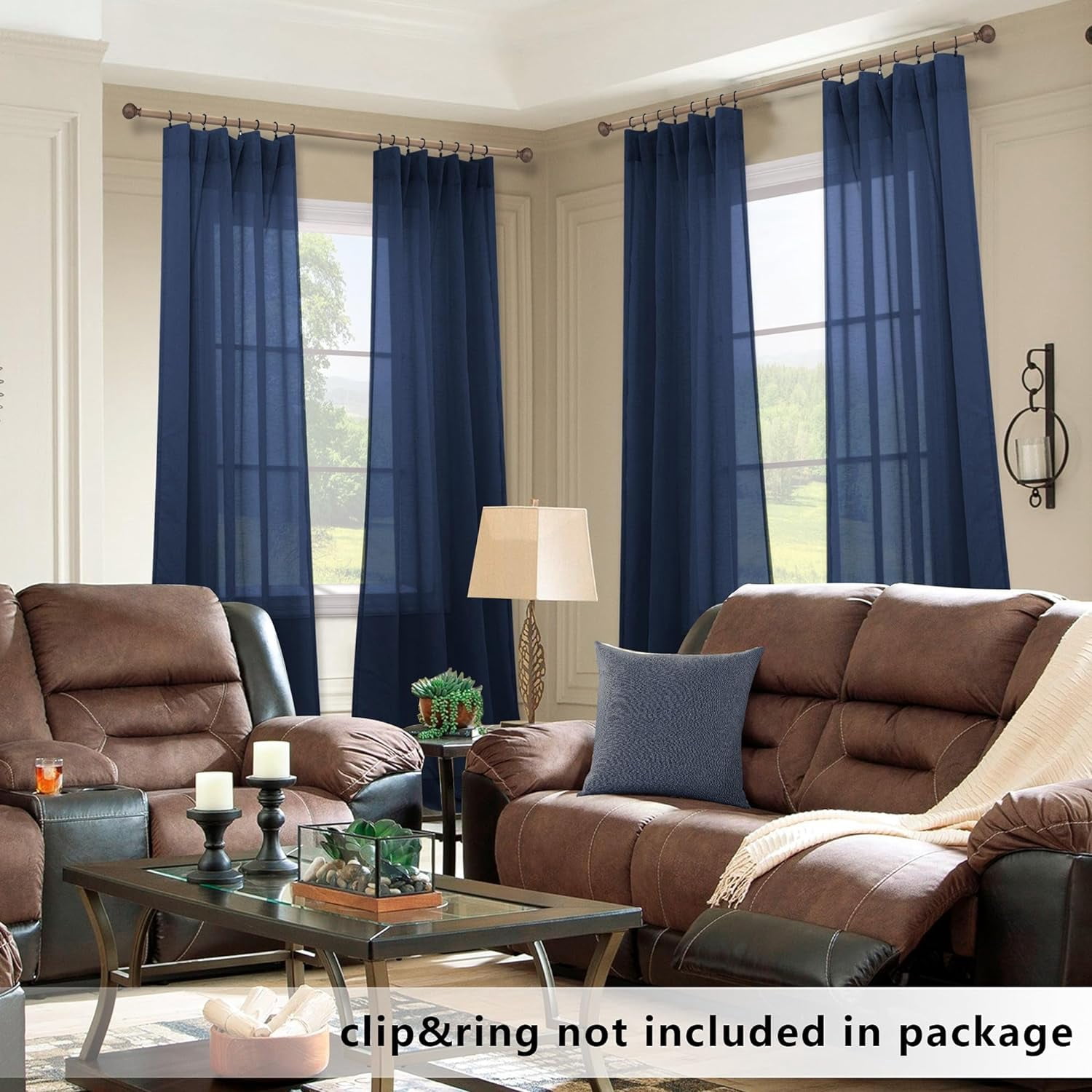 Navy Blue Curtains 108 Inches Long for Living Room Large Window 2 ...