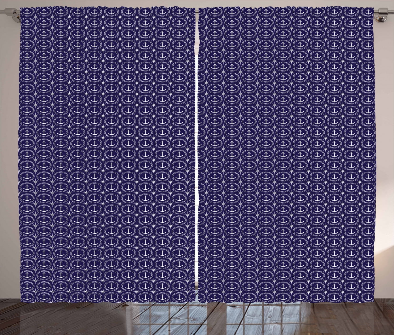 Ambesonne Navy Blue Curtains 2 Panel Set, Windrose and, 108" x 63 ...