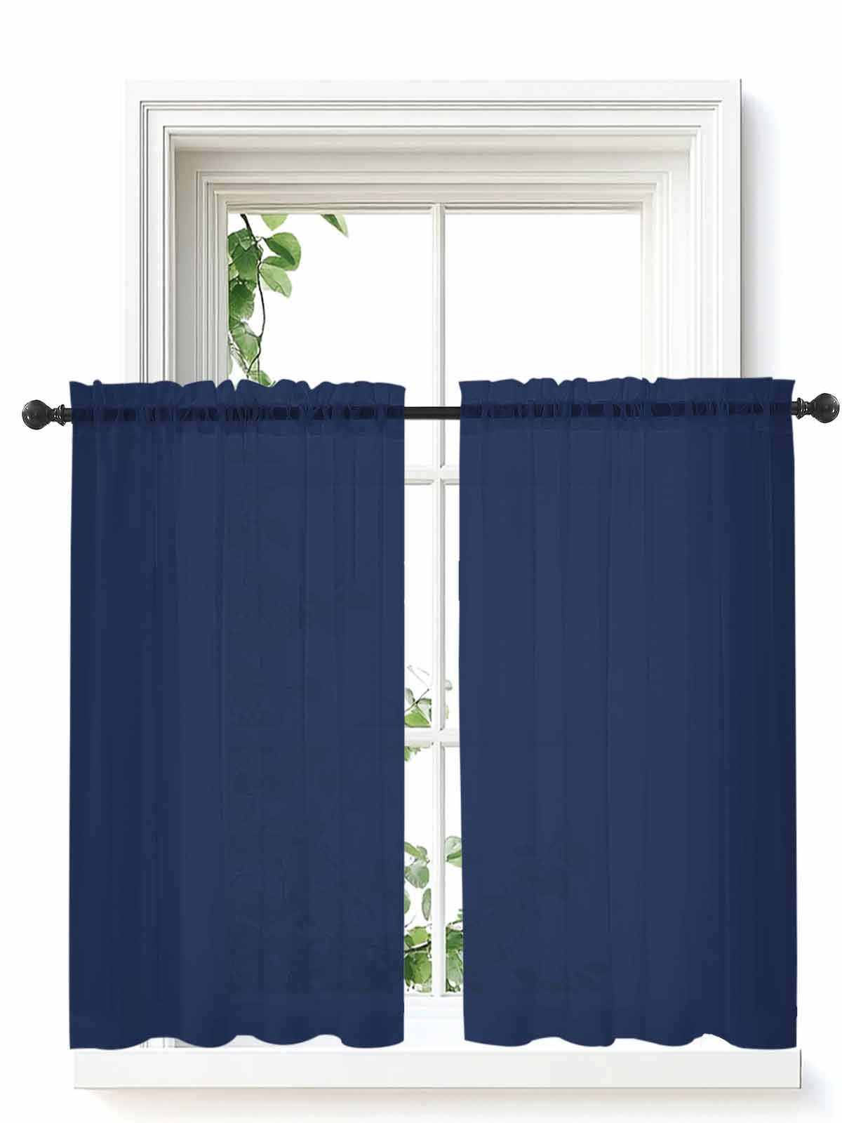 Navy Blue Curtains 45 Inch Length, Sheer Curtains for Bedroom Living ...