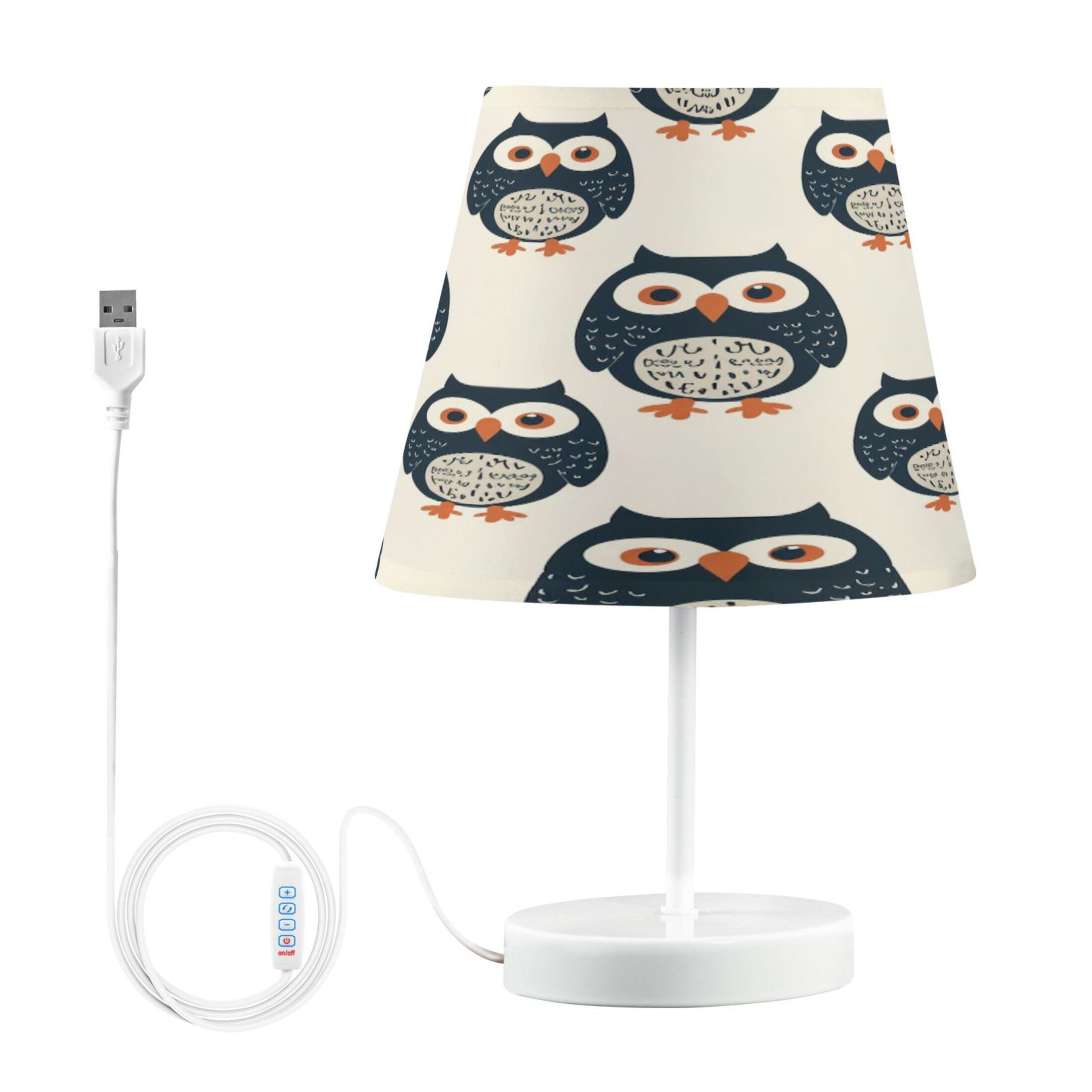 Navy Blue Cute Owls Desk Lamp LED Table Nightstand Lamps with 3 Color ...