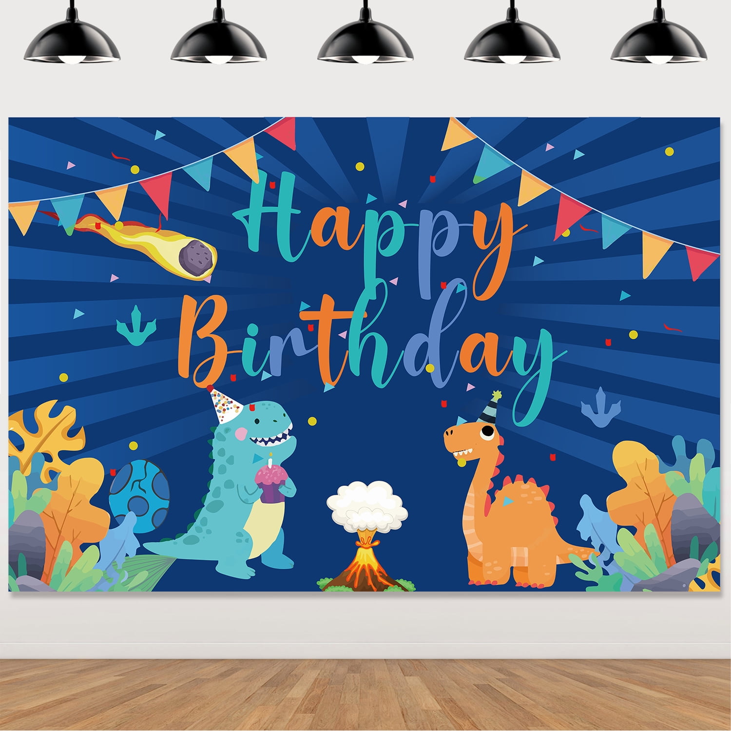 Navy Blue Dinosaur Birthday Party Decorations for Boys - Little Dino ...