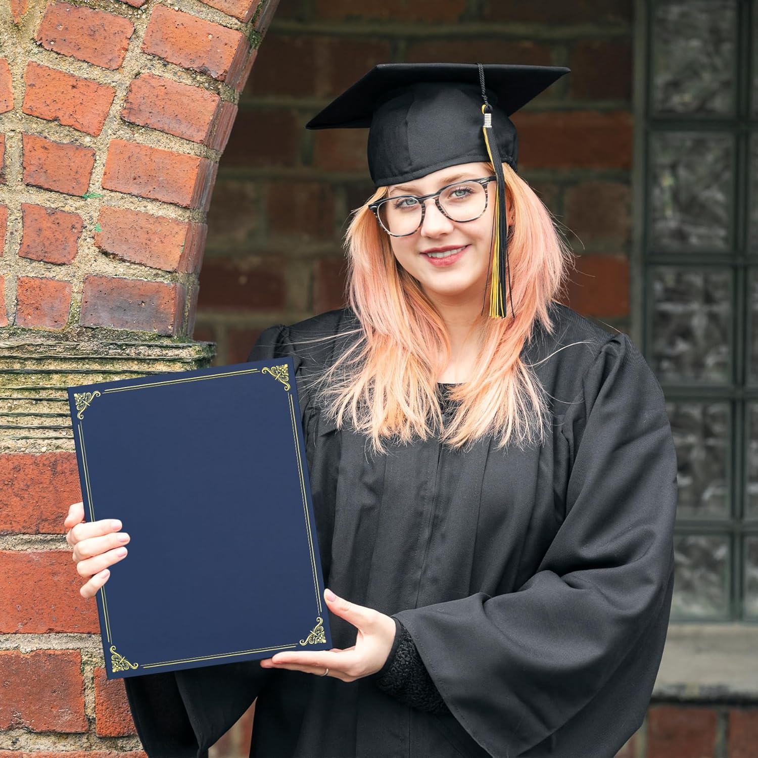 Navy Blue Diploma Covers with Gold Foil Border - 350GSM Letter Size ...