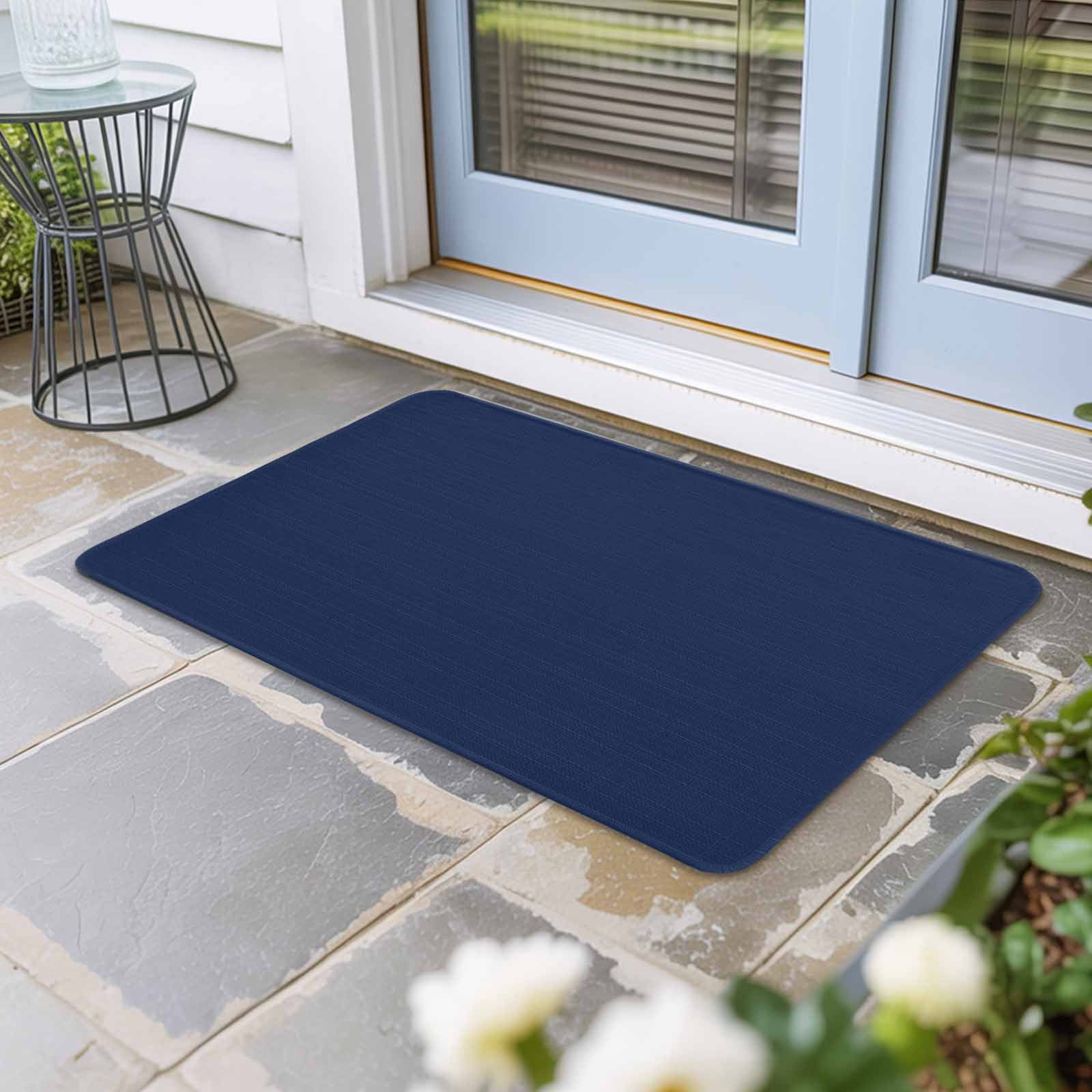 Navy Blue Door Mat Indoor Outdoor, Modern Pure Navy Blue Non Slip ...