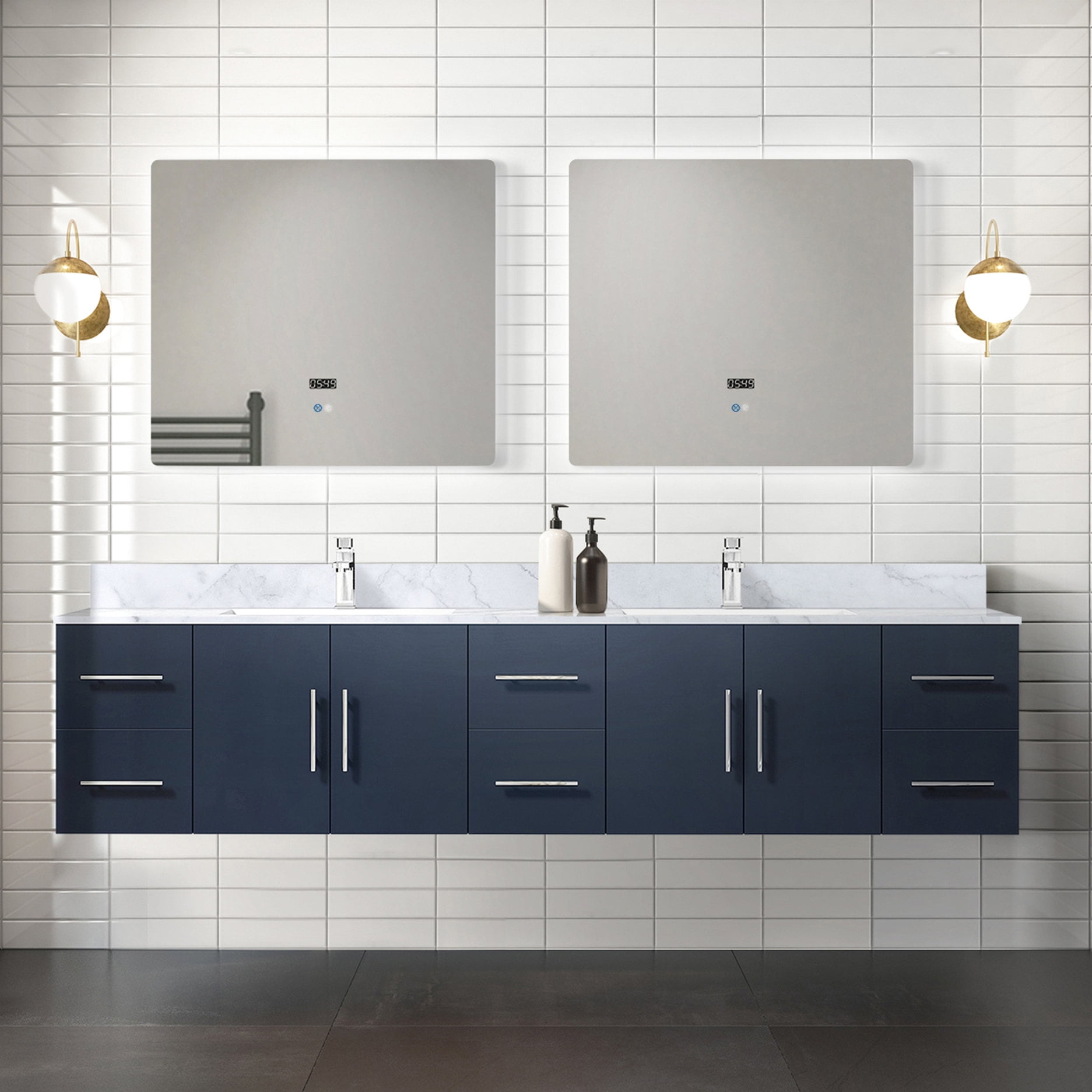 Navy Blue Double Bathroom Vanity, Soft Close Function / Ample Storage ...