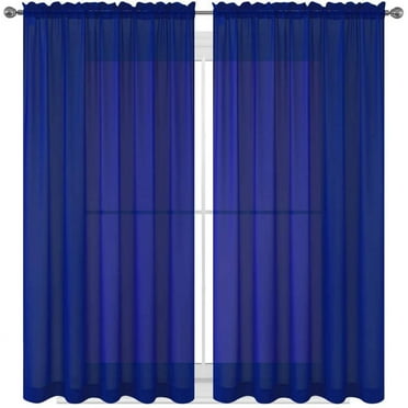 Royal Blue Scarves Elegance Sheer Voile Window Curtain Scarf Fully ...