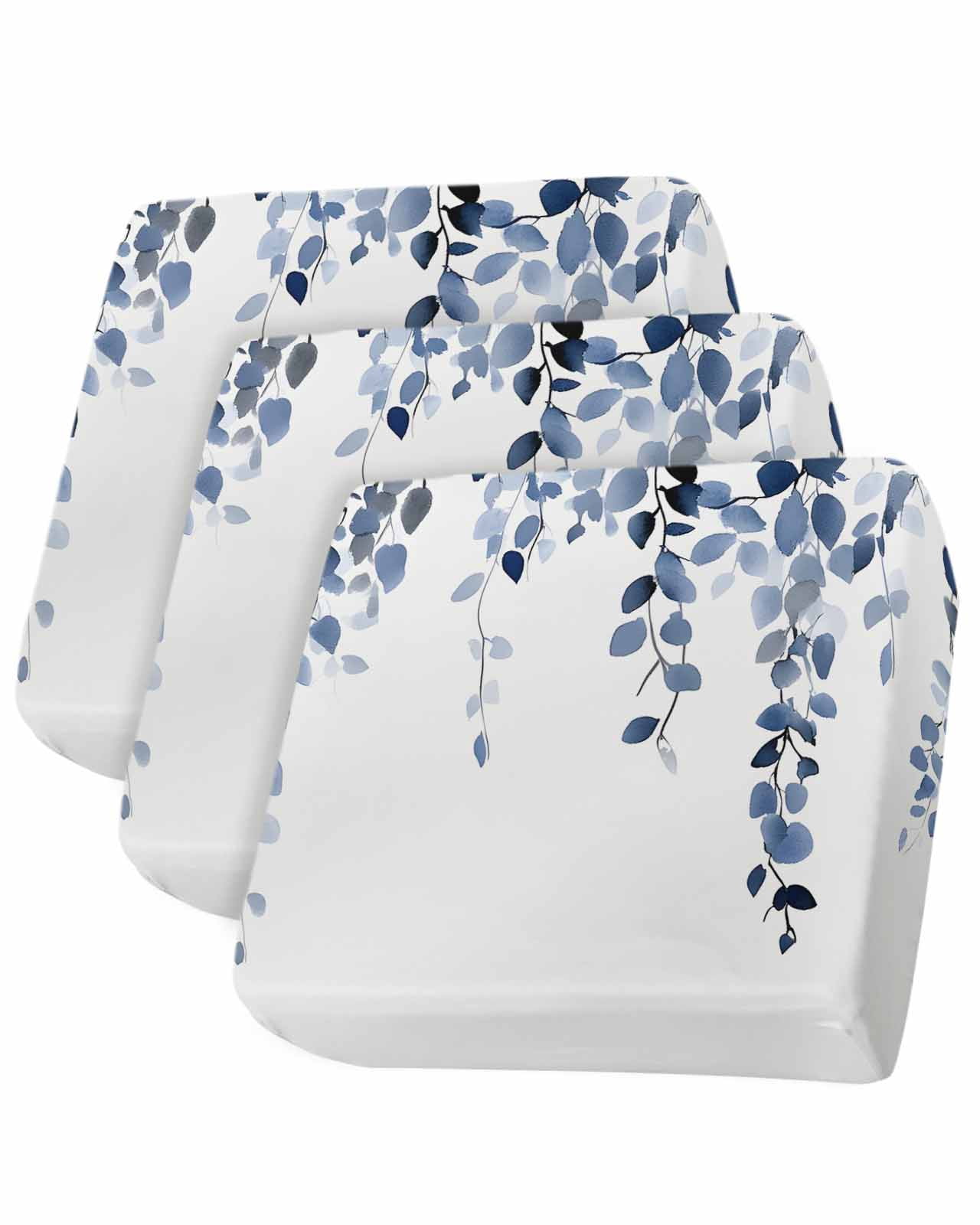 Navy Blue Eucalyptus Leaves Sofa Couch Cushion Covers Washable ...