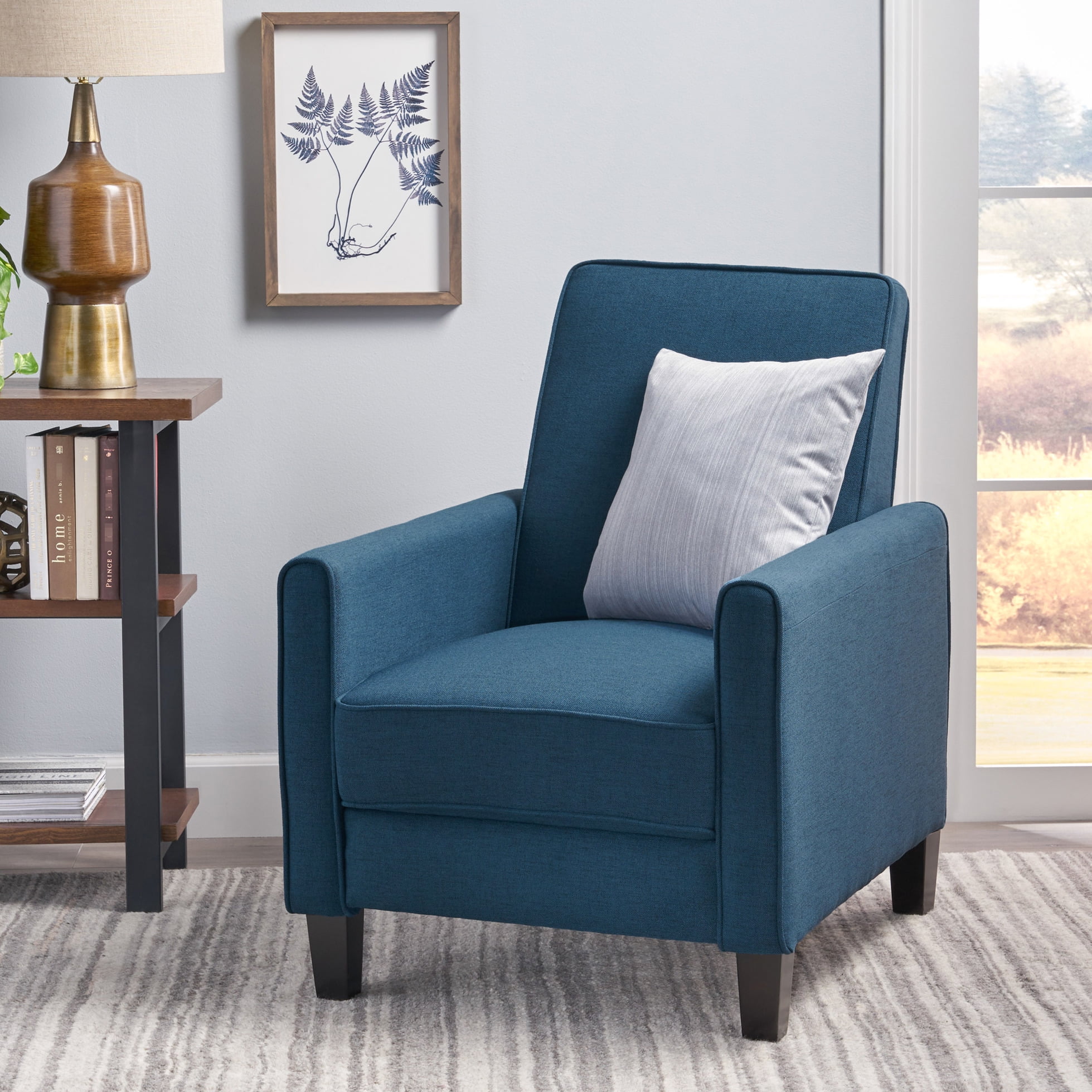 Navy Blue Fabric Chair With Reclining Function - Compact Design For ...