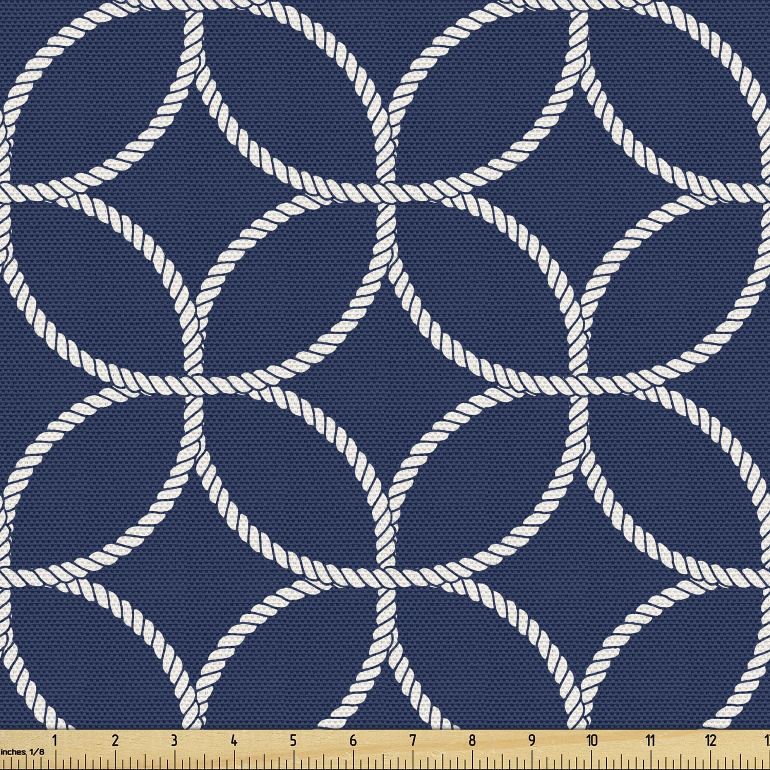 Ambesonne Navy Blue Fabric by the Yard Upholstery, Nautical Nested ...