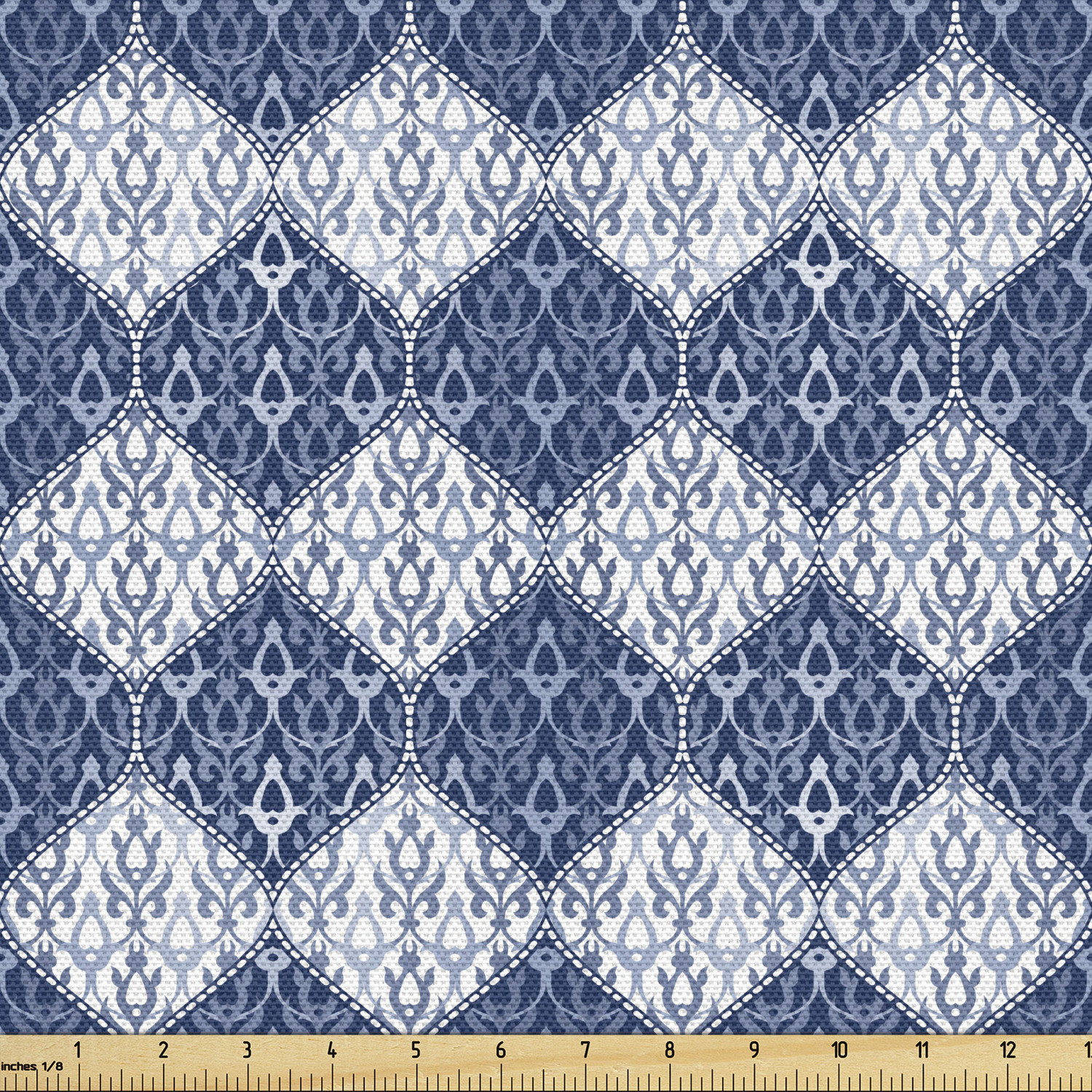 Ambesonne Navy Fabric by the Yard Upholstery, Oriental Patchwork, 1 ...