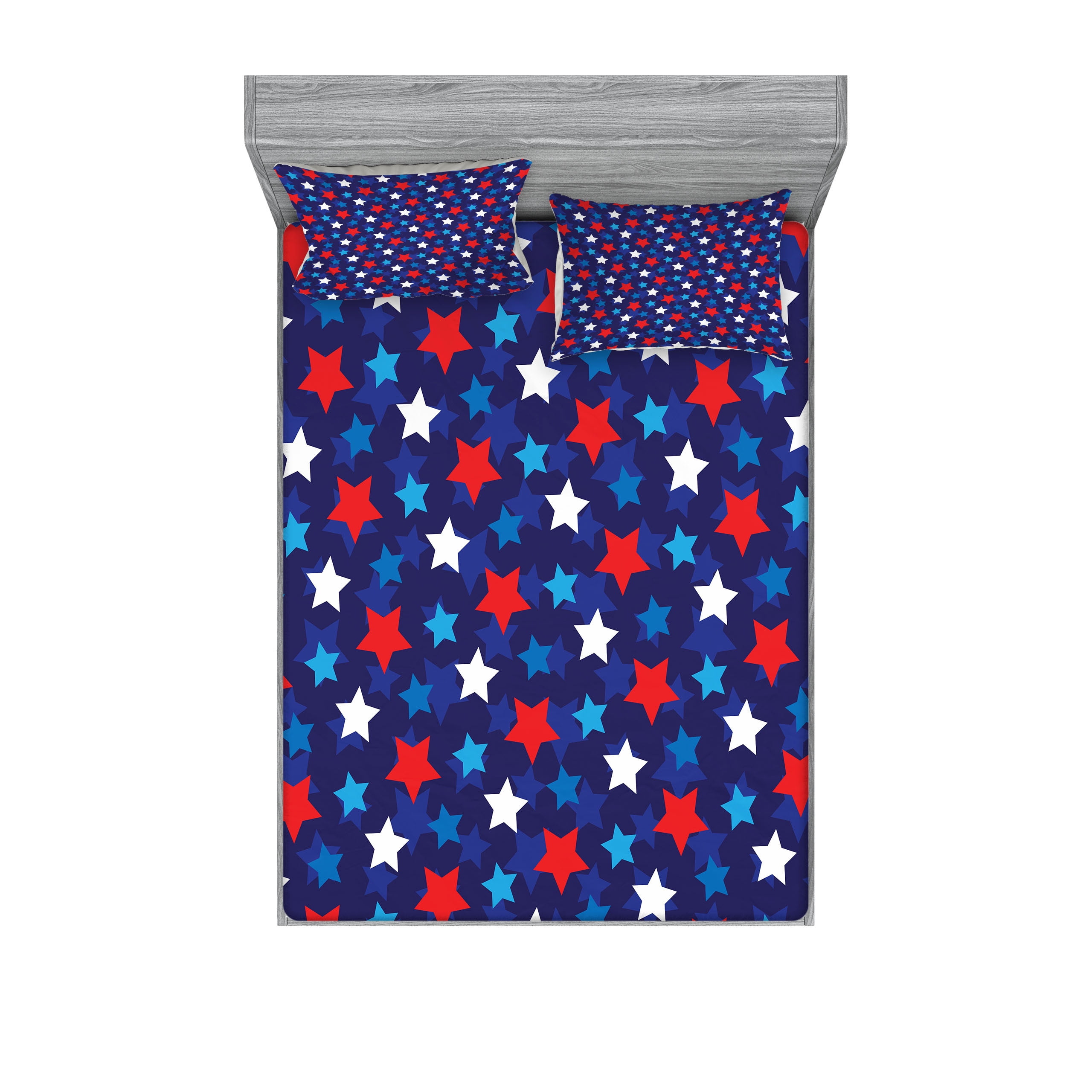Navy Blue Fitted Sheet & Pillow Sham Set, American Flag Inspired ...