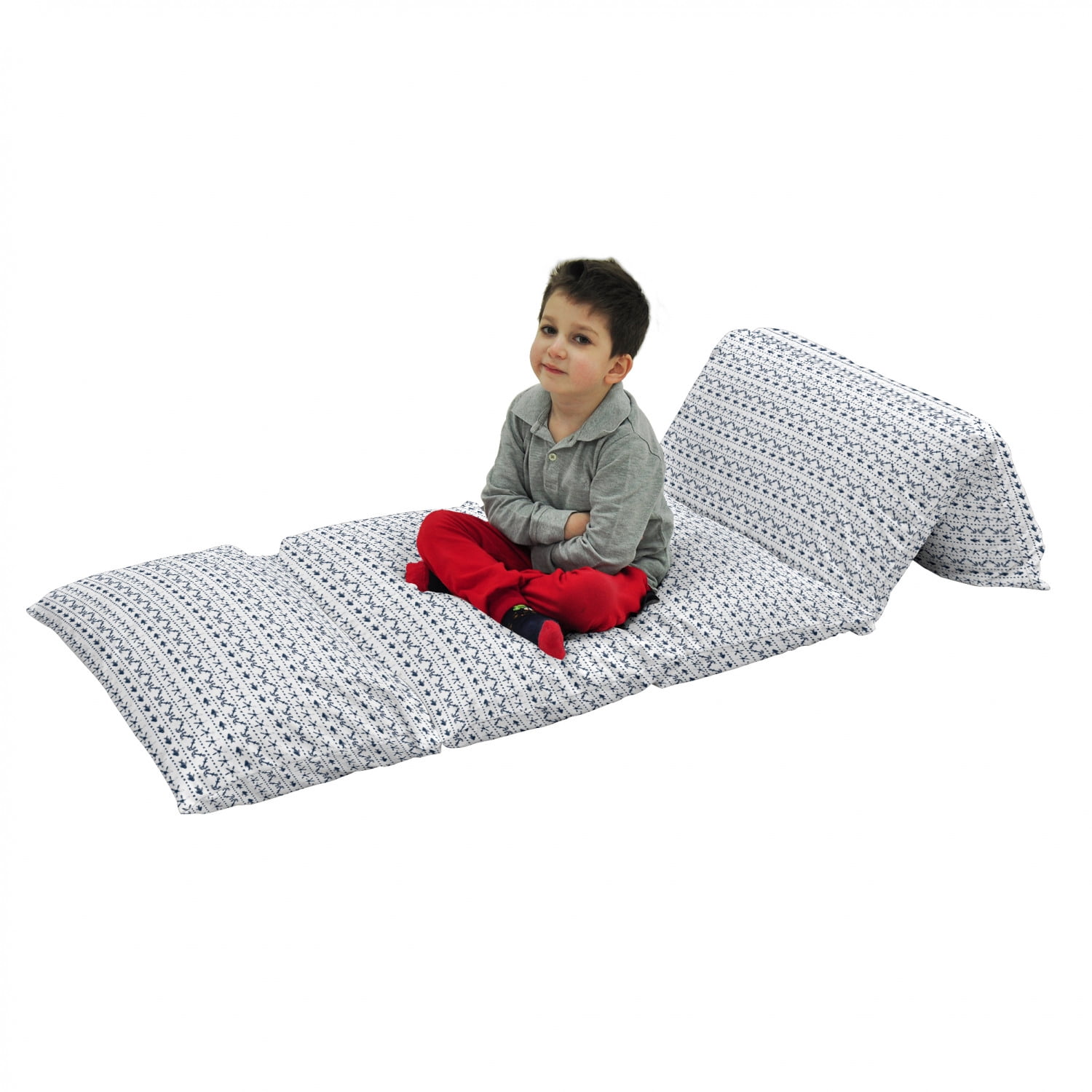 Navy Blue Floor Pillow Lounger Cover, Illustration Yatch Themed Design ...