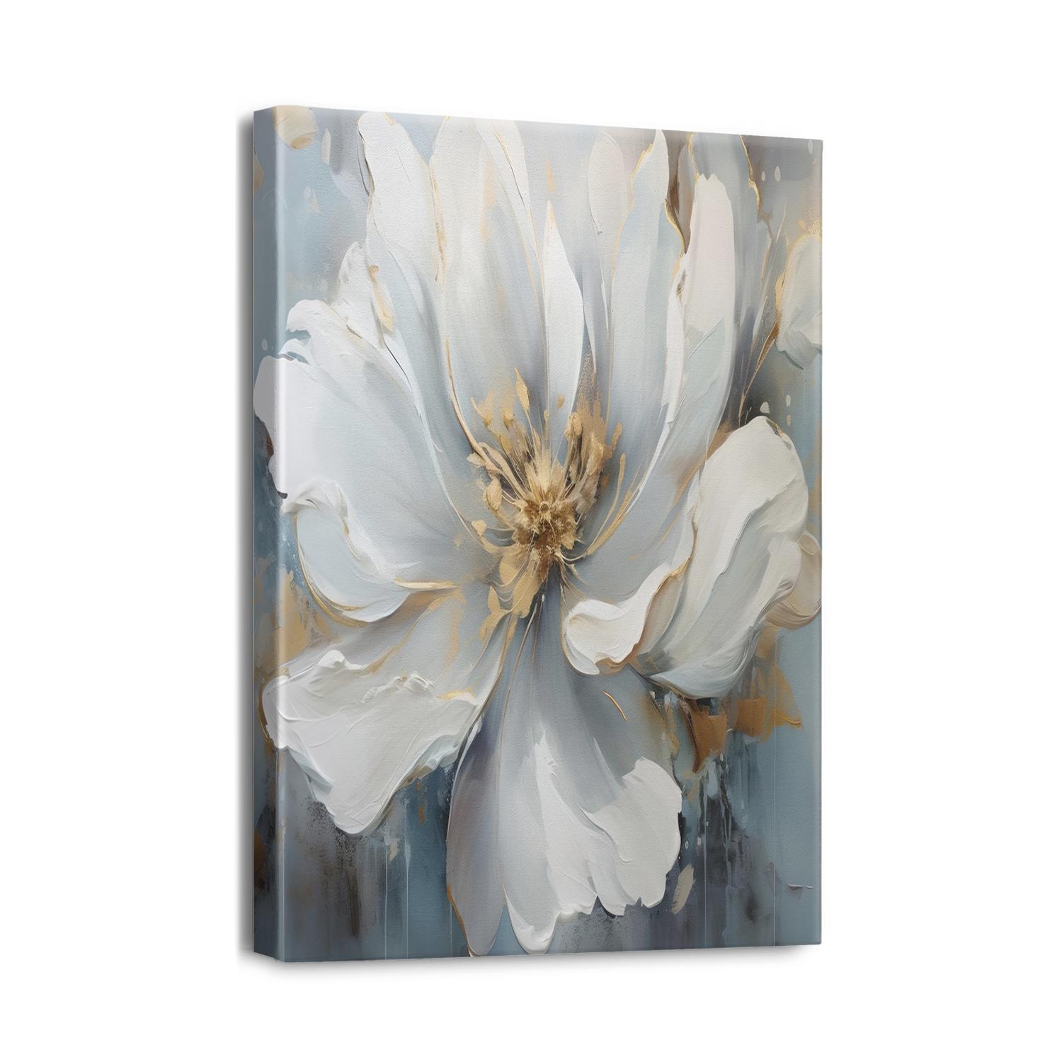 Navy Blue Floral Masterpiece - Vintage Abstract Flower Paintings on ...