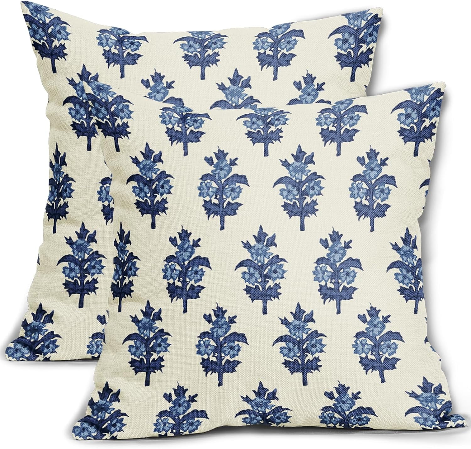Navy Blue Floral Pillow Covers 20x20 Set of 2 Spring Summer Flower ...