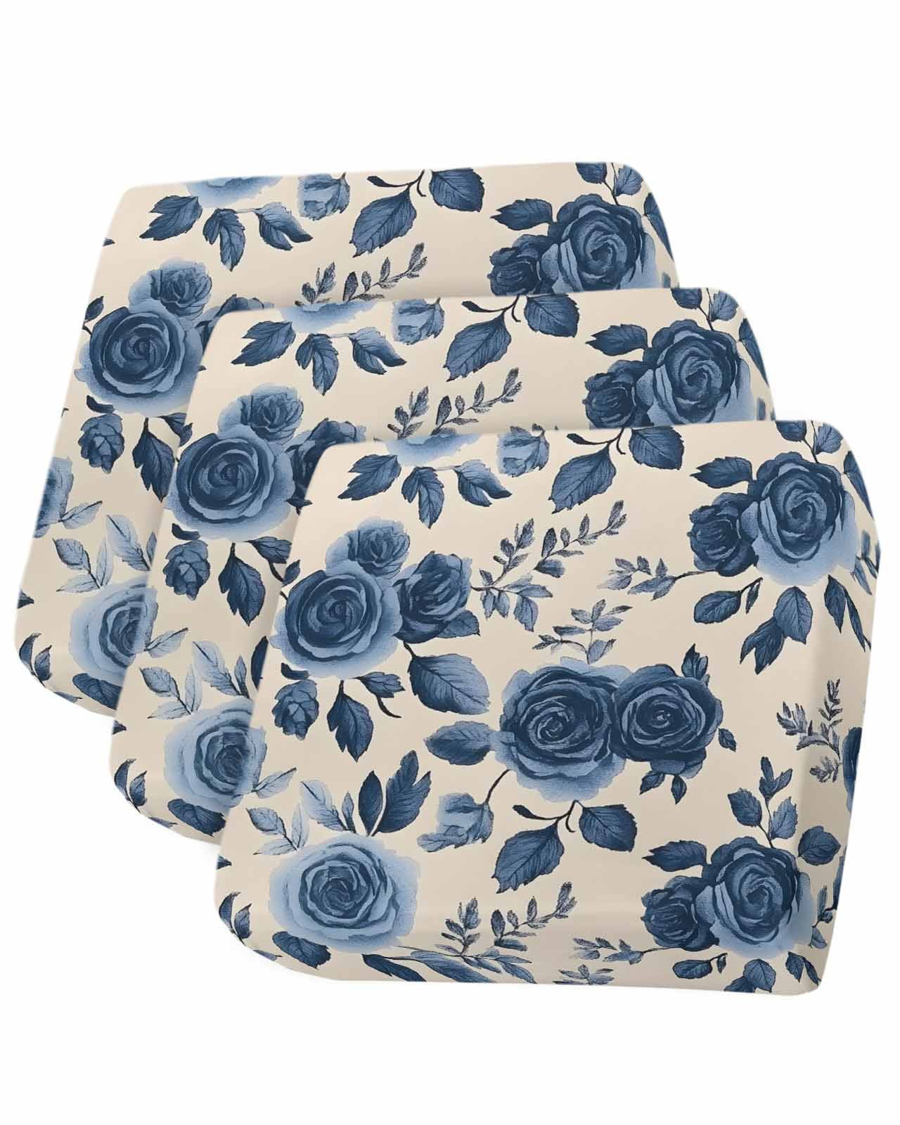 Navy Blue Floral Sofa Couch Cushion Covers Washable, Removable ...