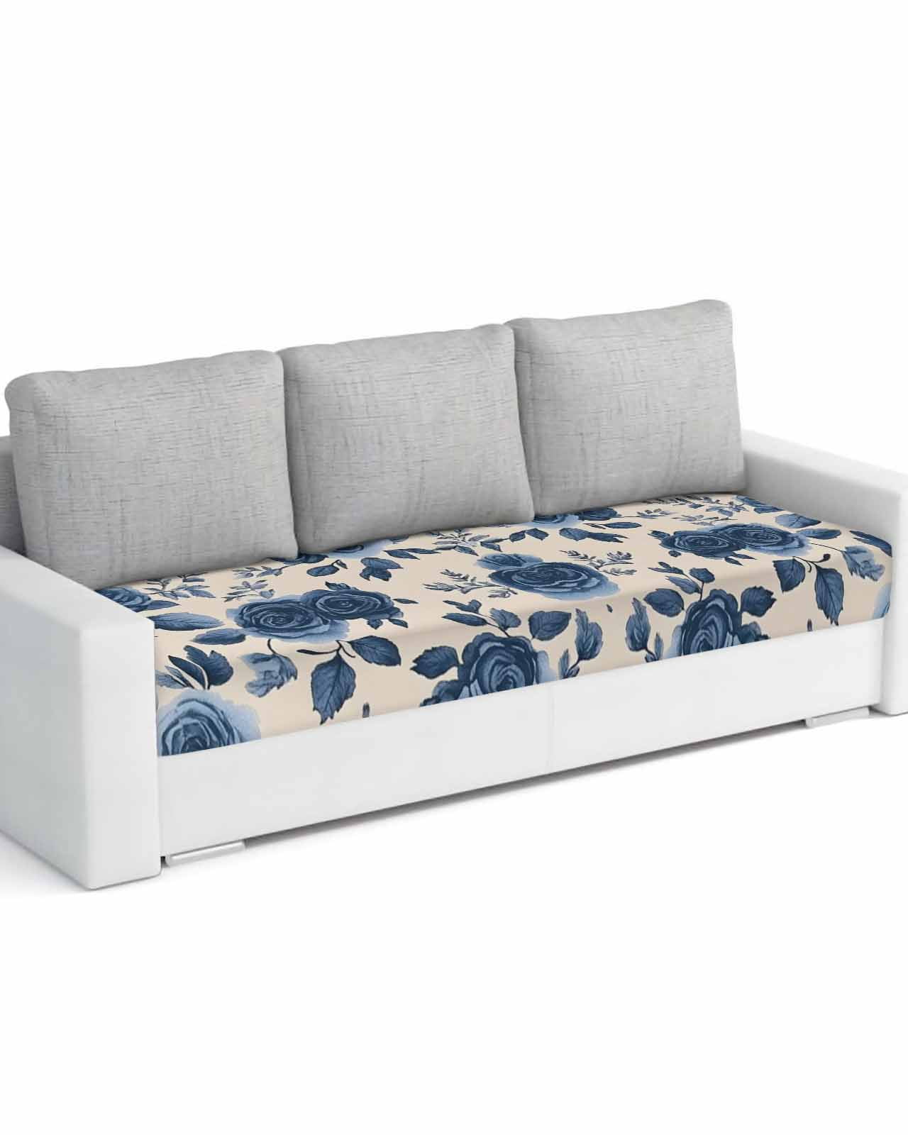 Navy Blue Floral Sofa Couch Cushion Covers Washable, Removable ...
