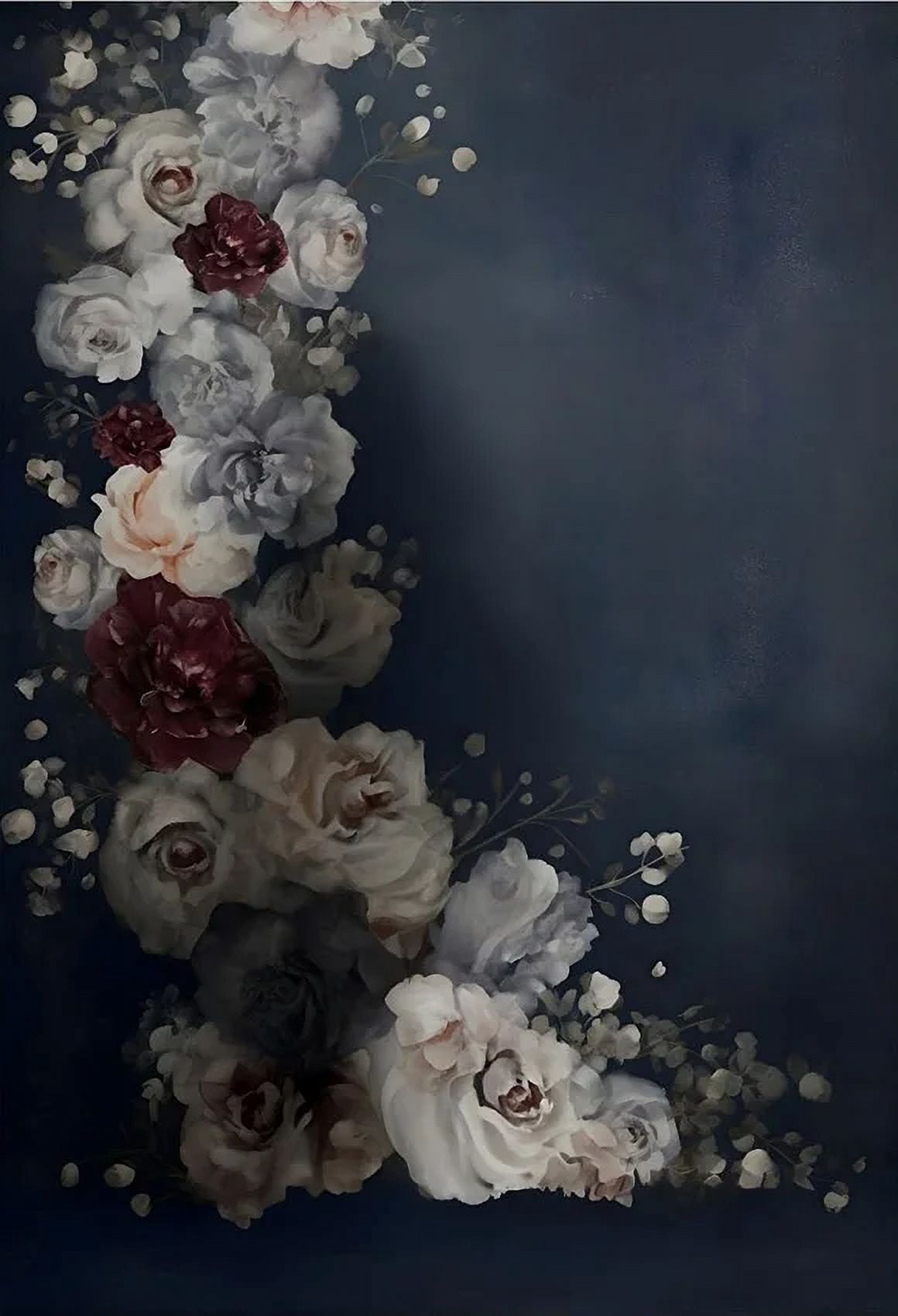 Navy Blue Floral Texture Adult Birthday Wedding Maternity Portrait r ...