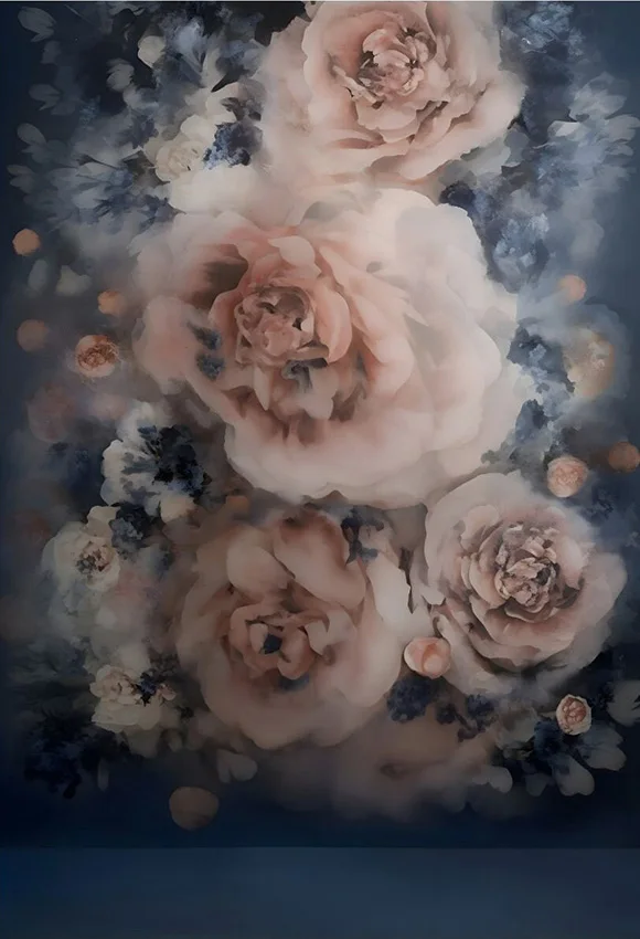 Navy Blue Floral Texture Adult Birthday Wedding Maternity Portrait r ...