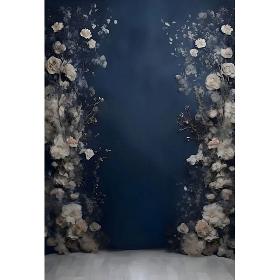 Navy Blue Floral Texture Adult Birthday Wedding Maternity Portrait r ...