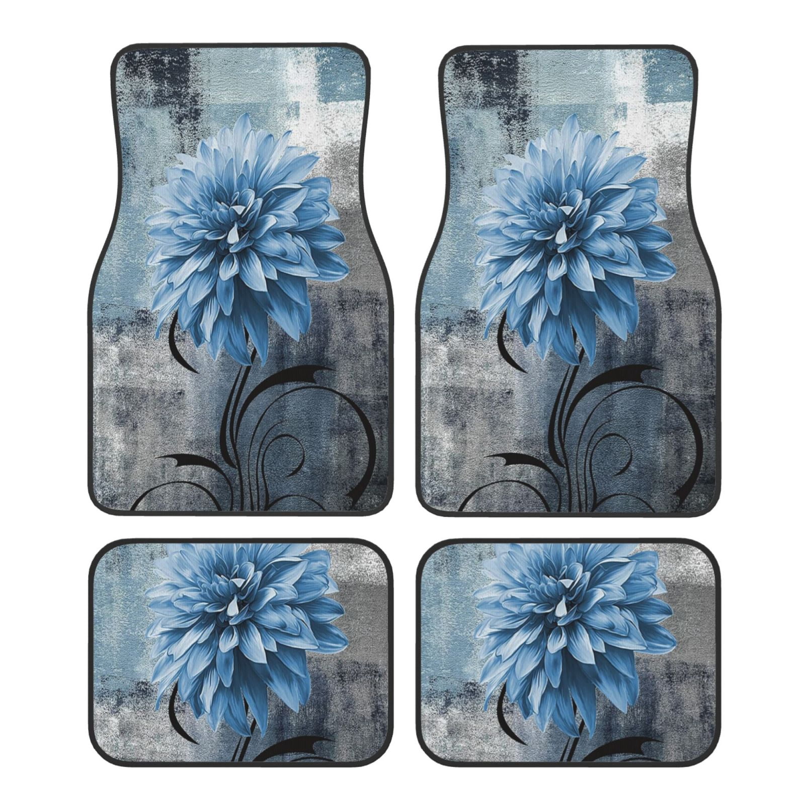 Navy Blue Flower Floor Car Mat Universal Fit Car Floor Mats Fit for SUV ...