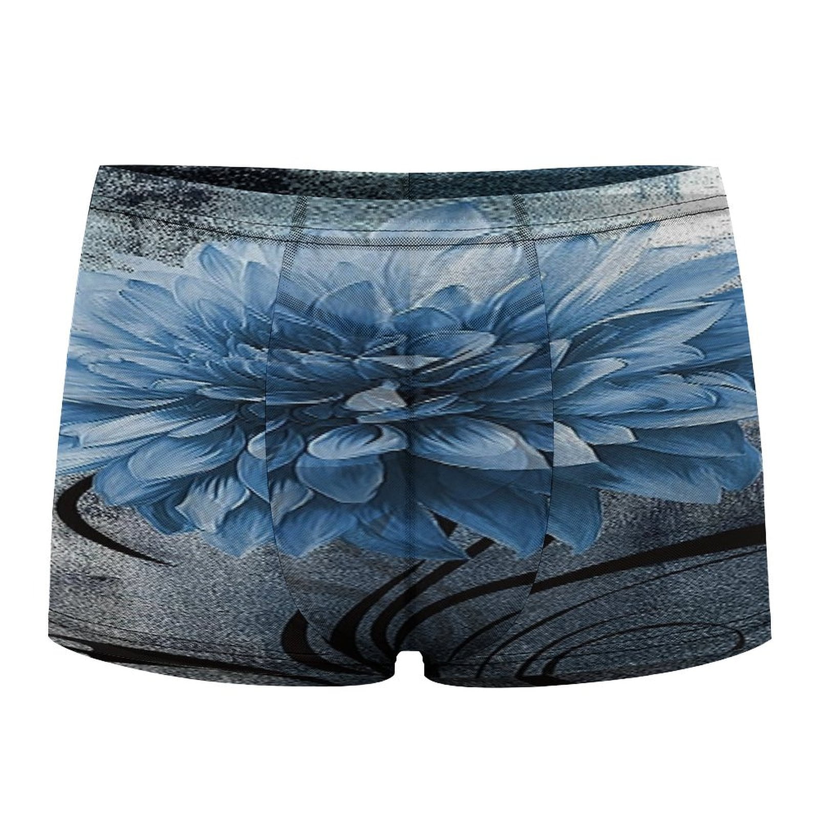 Navy Blue Flower Men's Mesh Boxer Briefs Cooling Breathable Sports ...