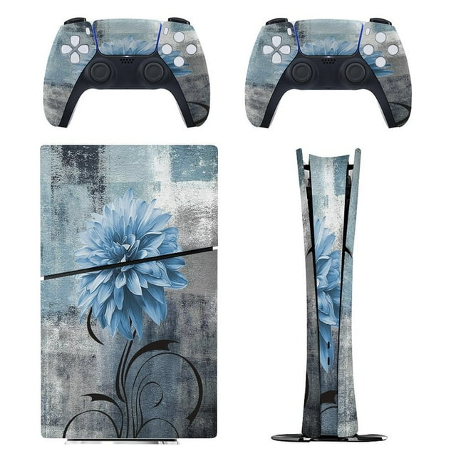 Navy Blue Flower PS5/PS5 Pro/PS5 Slim Digital Disc Skin Sticker For ...