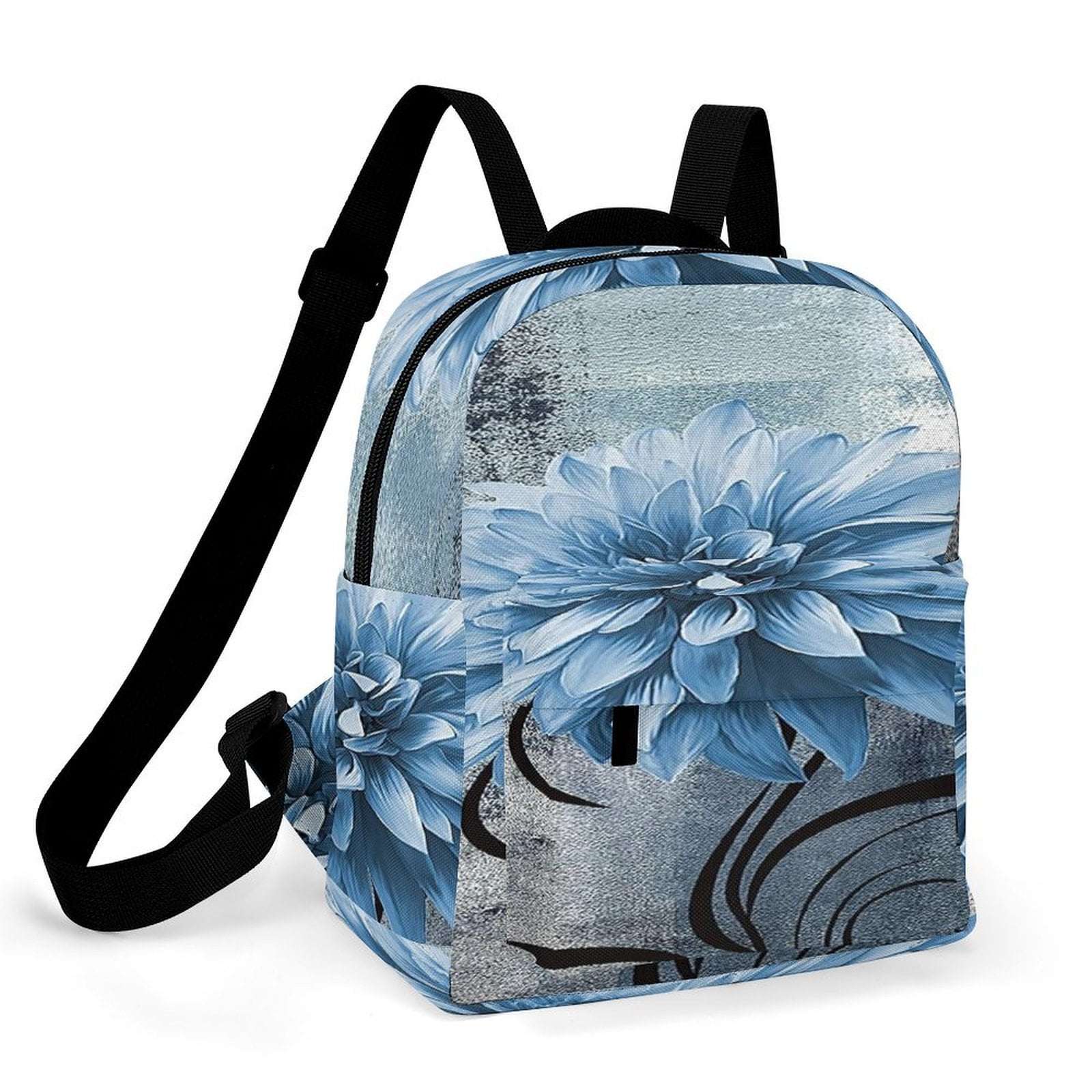 Navy Blue Flower Small Backpack Cute Mini Backpacks For Woman ...