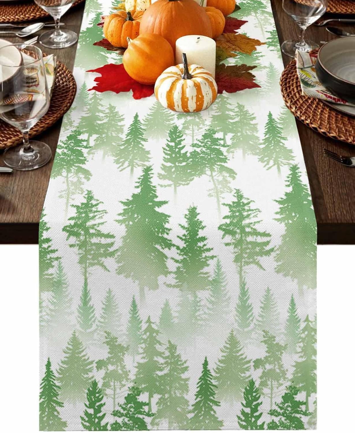 Navy Blue Forest Table Runner 72 Inches Long Farmhouse Dress Scarves ...