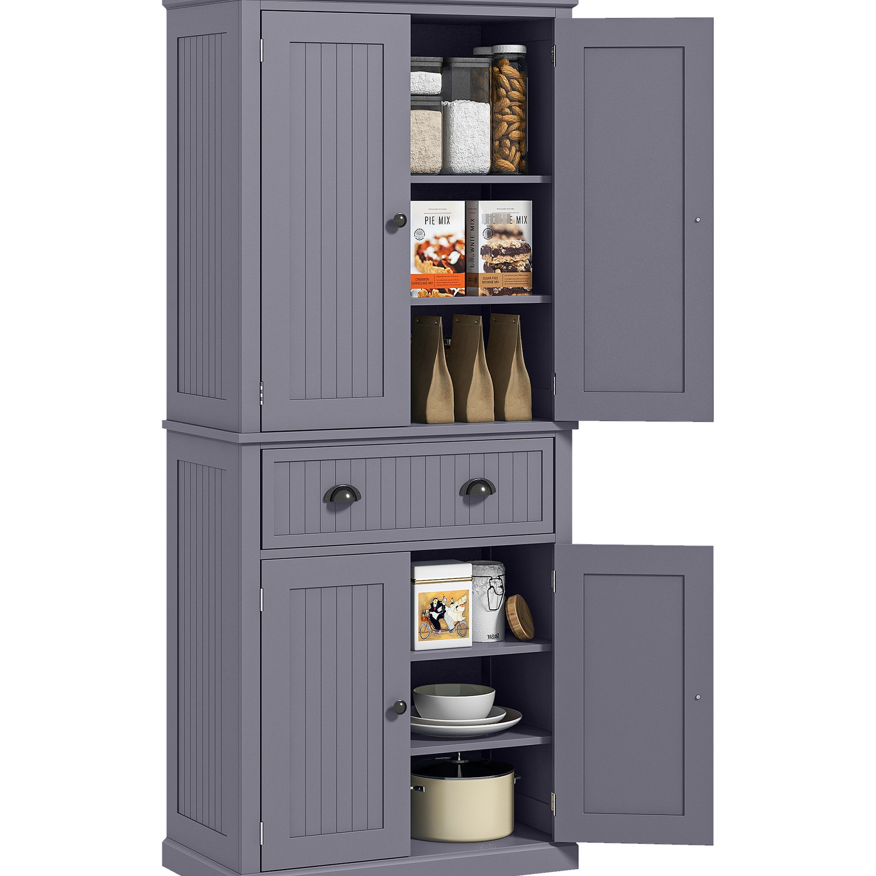 Navy Blue Freestanding Pantry with Antique Style - Adds Charm and ...