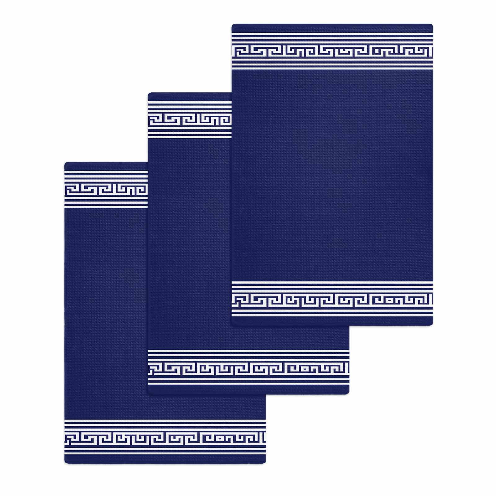 Navy Blue Geometric Kitchen Dish Towels for Drying Dishes Set of 3 ...