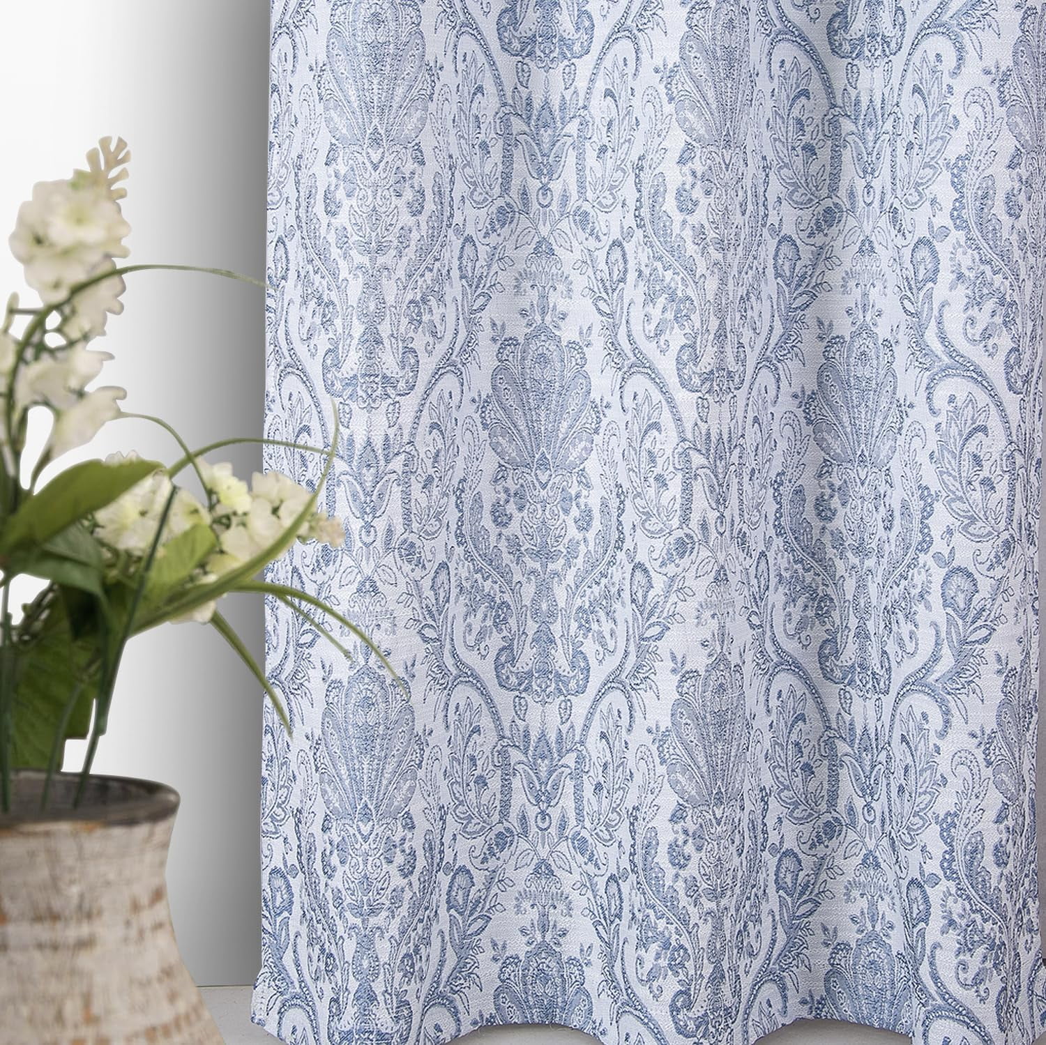 Navy Blue Curtains Moroccan Damask Patterned 90" 2 Panels Set for ...