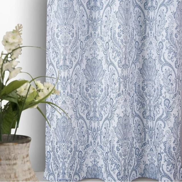 Navy Blue Curtains Moroccan Damask Patterned 90" 2 Panels Set for ...