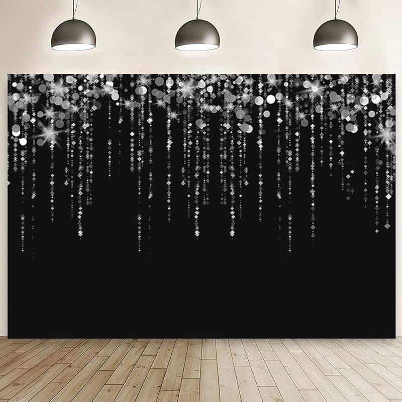 Navy Blue Glitter Backdrop Birthday Party Decorations Silver Sequins ...