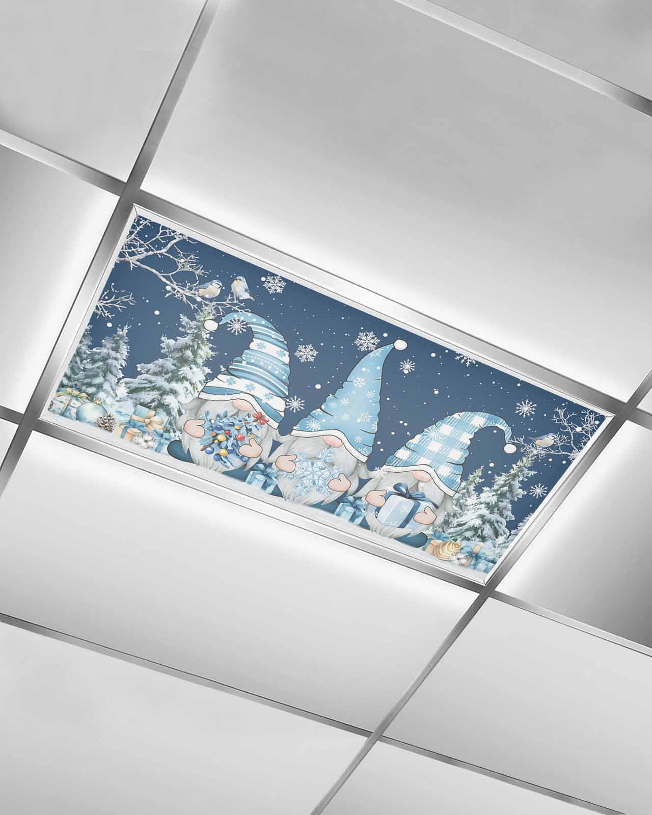 Navy Blue Gnomes Christmas Fluorescent Light Covers for Ceiling Lights ...