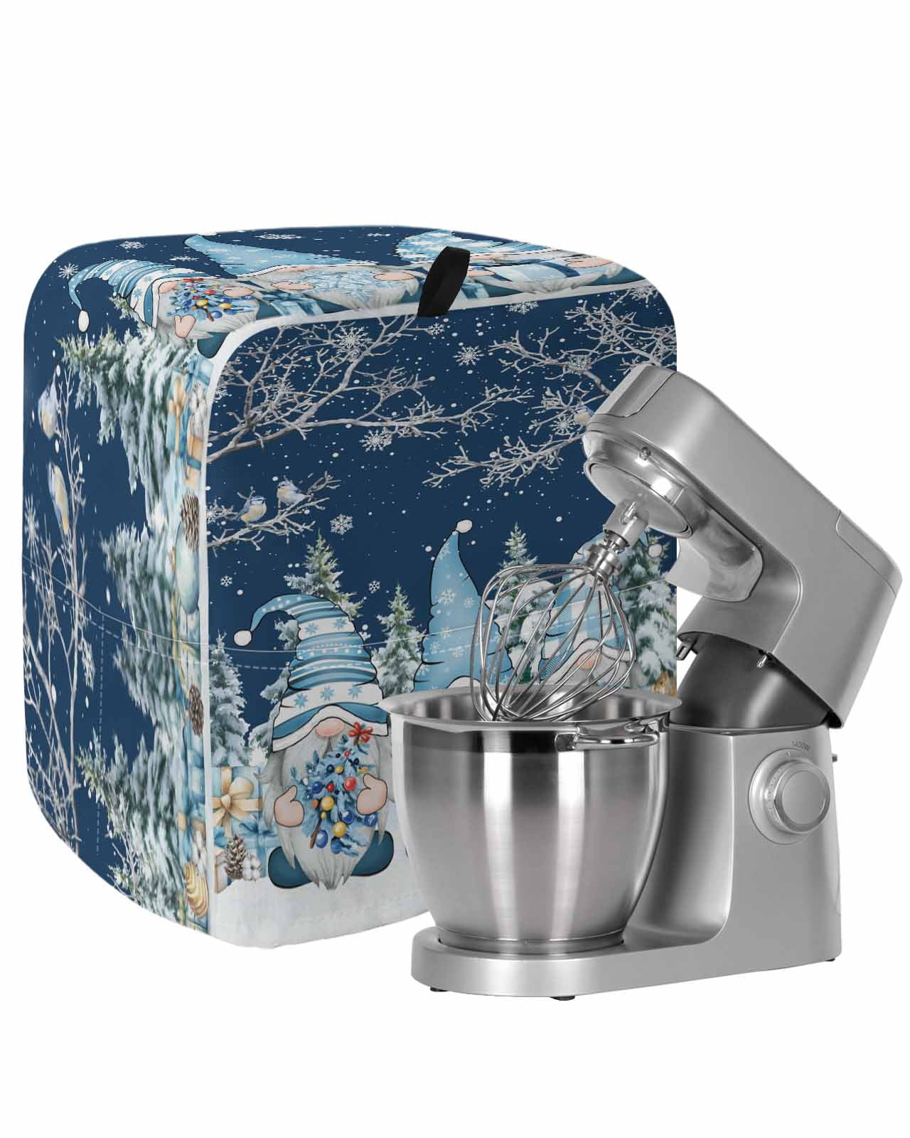 Navy Blue Gnomes Christmas Stand Mixer Dust Cover with Storage Pocket ...