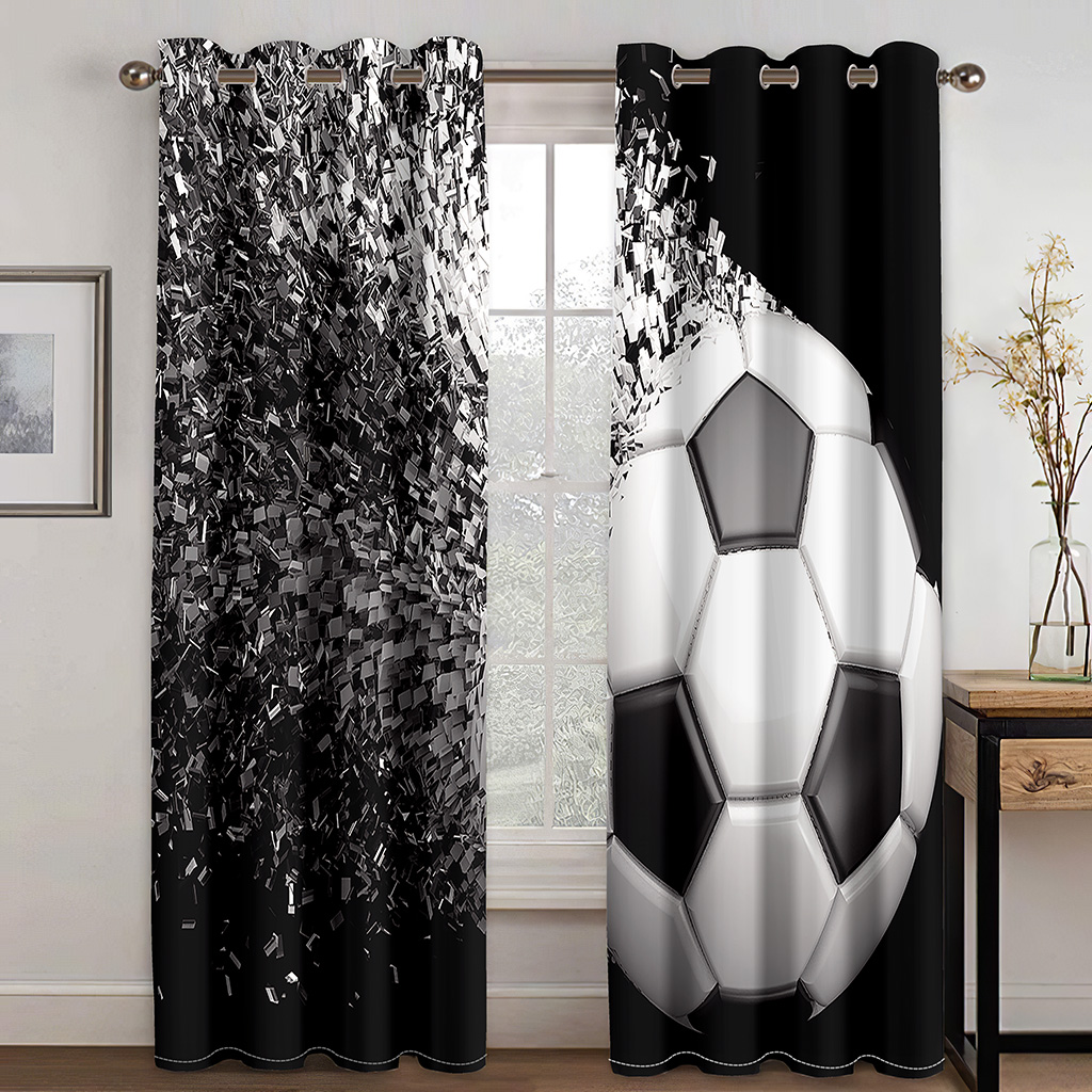 Navy Blue Goal in Football Curtains for Boy's Room Home r Modern Design ...