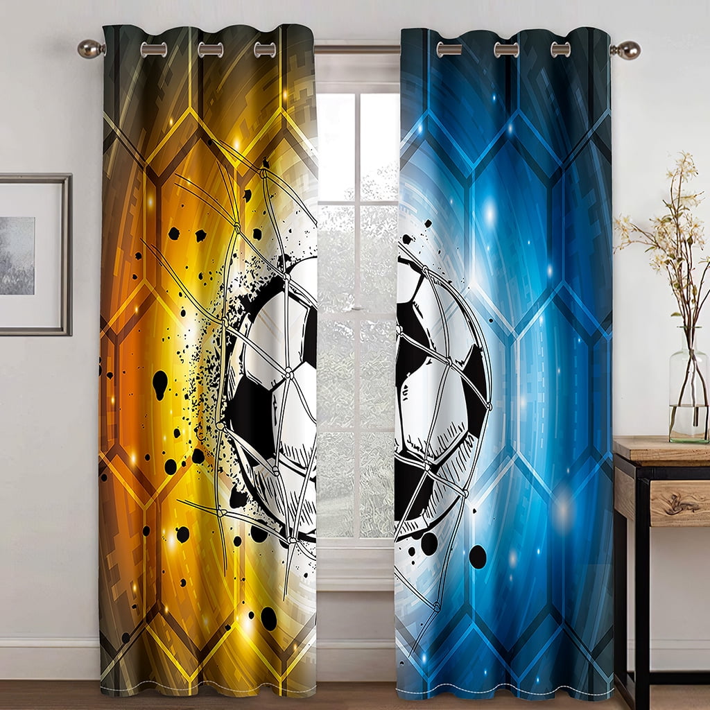 Navy Blue Goal in Football Curtains for Boy's Room Home r Modern Design ...