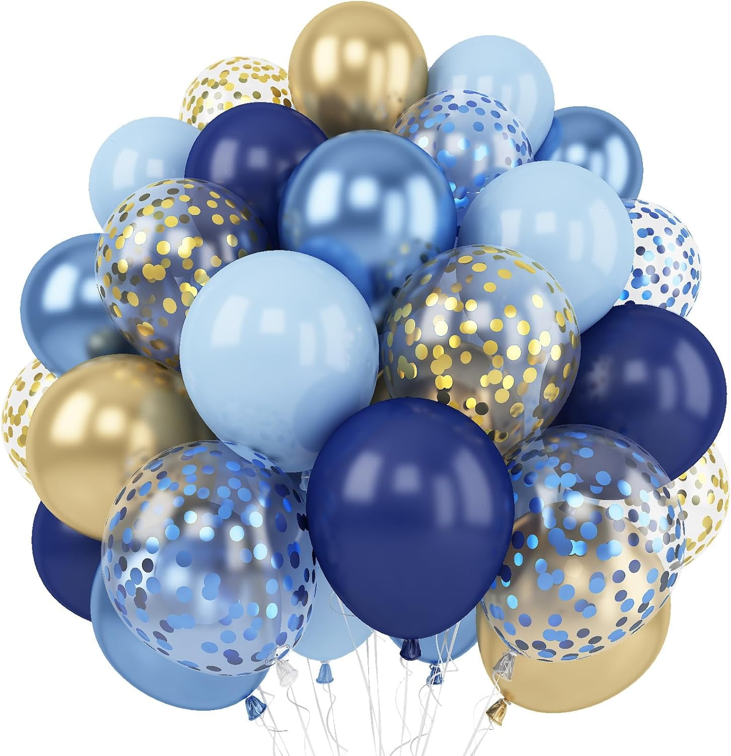 Navy Blue Gold Balloon, 60 Packs 12 Inch Metallic Blue and Macaron Blue ...