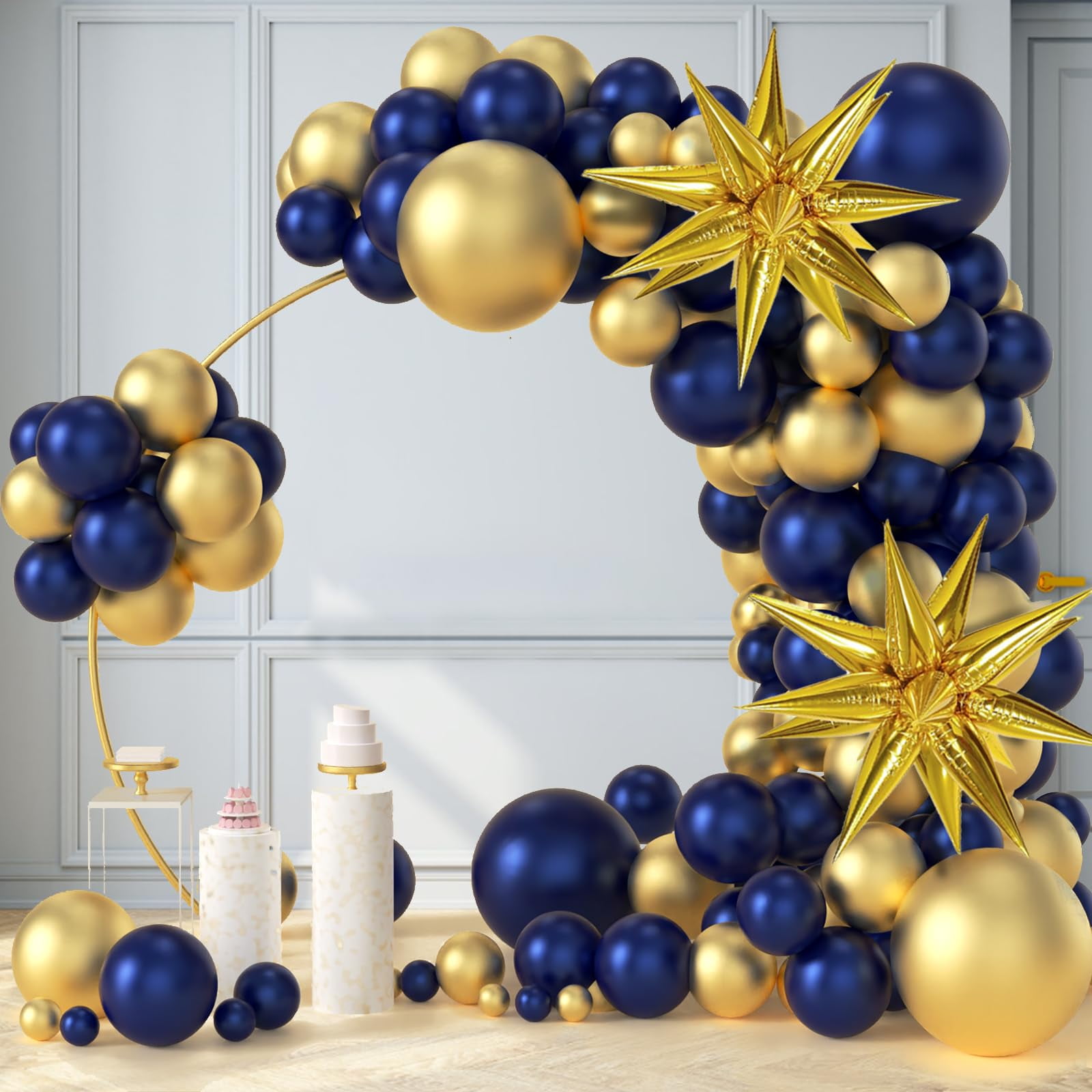 Navy Blue and Gold Balloons Arch Garland Kit, 5 10 12 18 inch Royal ...