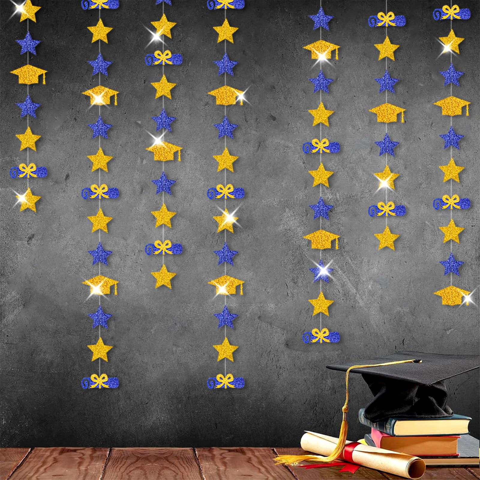 Navy-Blue Gold Graduation-2025 Class Party-Decorations Garland ...