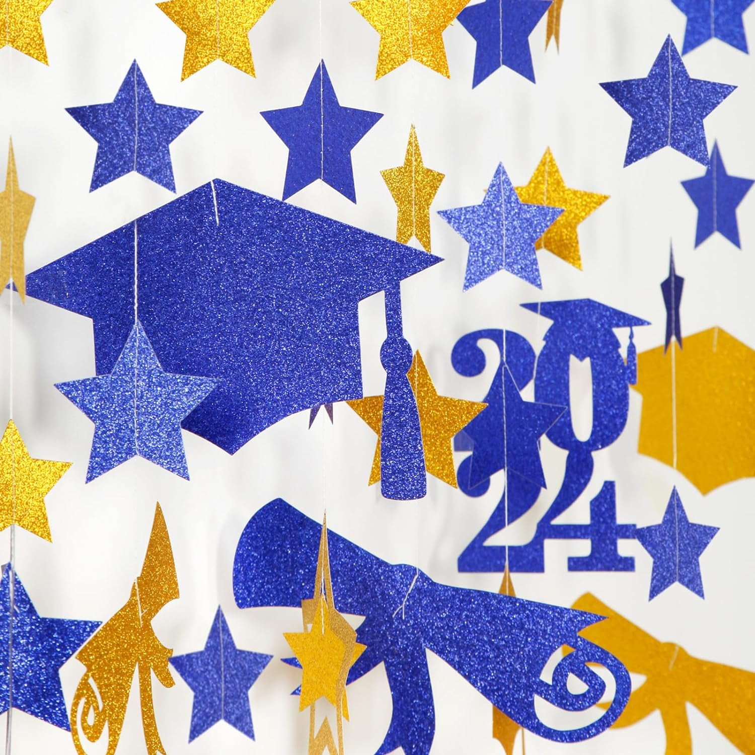 Navy-Blue Gold Graduation Party-Decorations Garland - 8Pcs Congrats ...