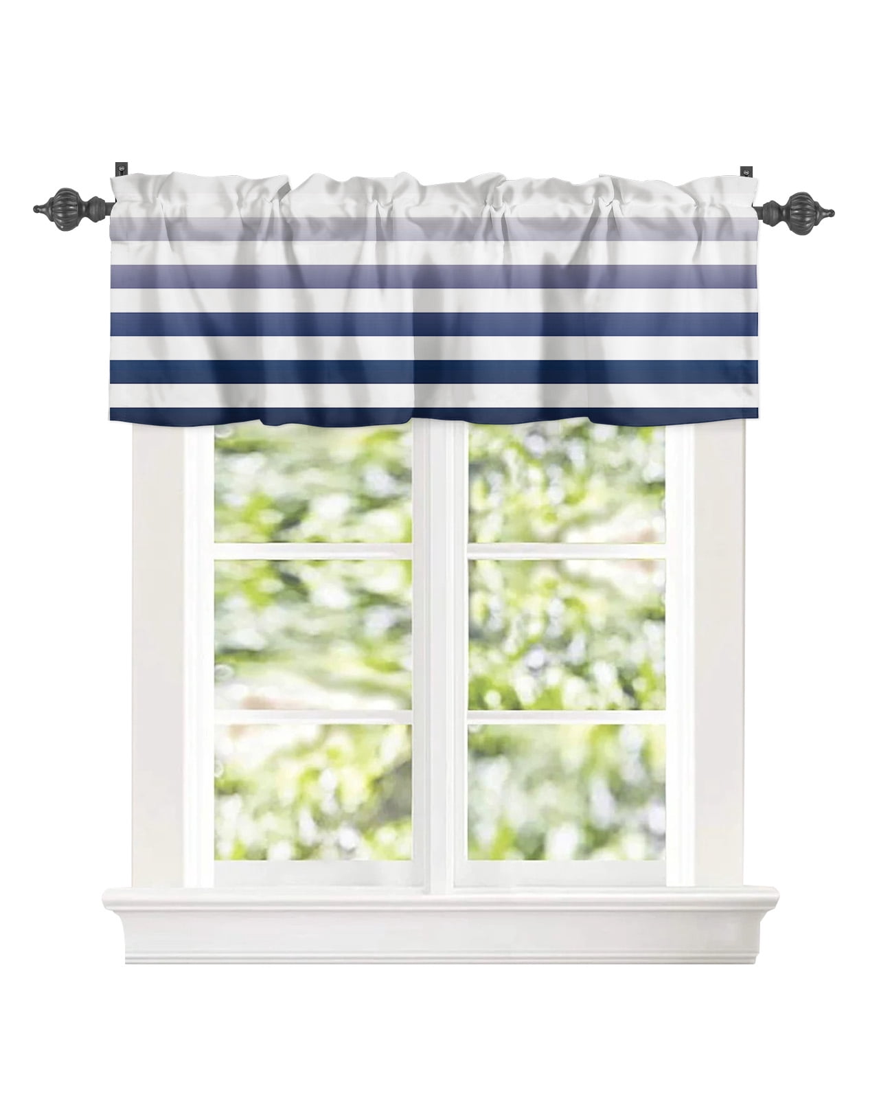 Navy Blue Gradient Geometric Stripes Window Treatment Panel for Living ...