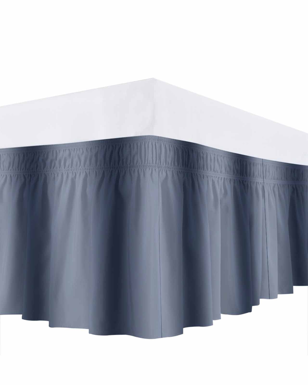 Navy Blue Gradient Ruffle Bed Skirt Queen Size Abstract Texture Modern ...