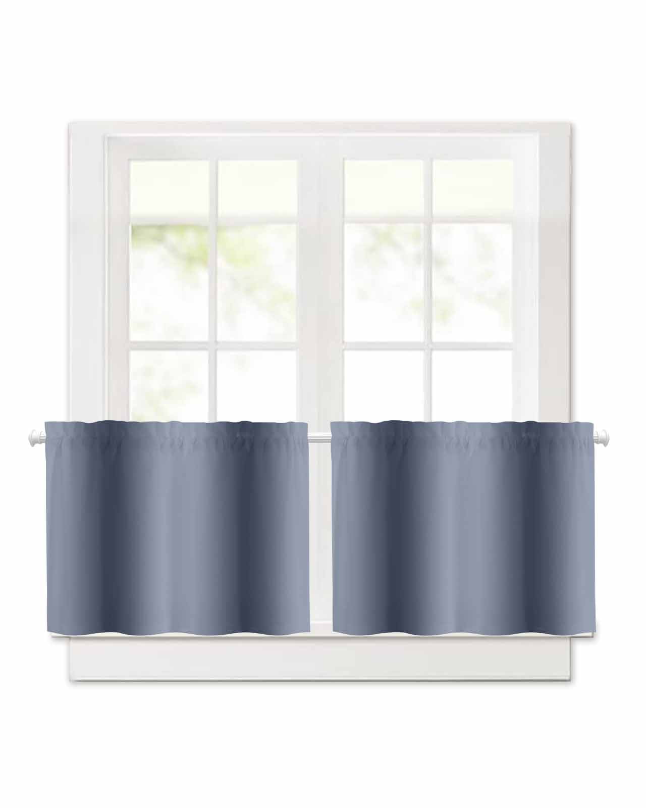Navy Blue Gradient Short Blackout Curtains 24 Inch Long Abstract ...