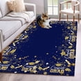 Navy Blue Graduation Cap Washable Area Rug 2.7x5 Gold Stars Academic ...
