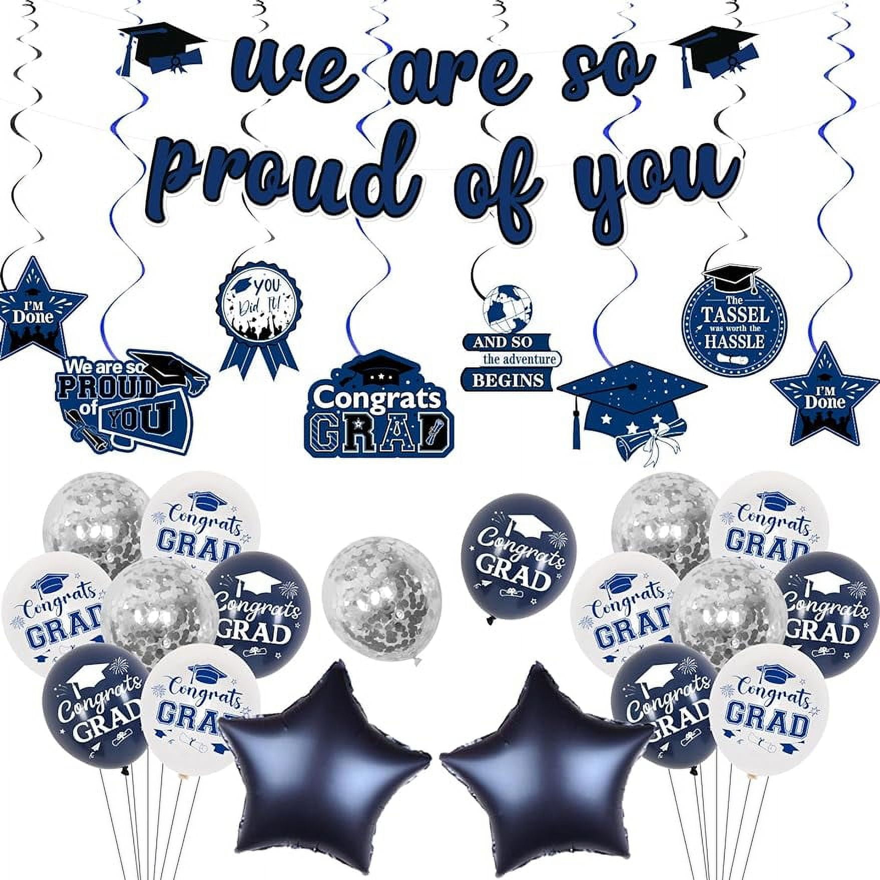 Navy Blue Graduation Decorations 2024 Graduation Hanging Swirls We Are ...