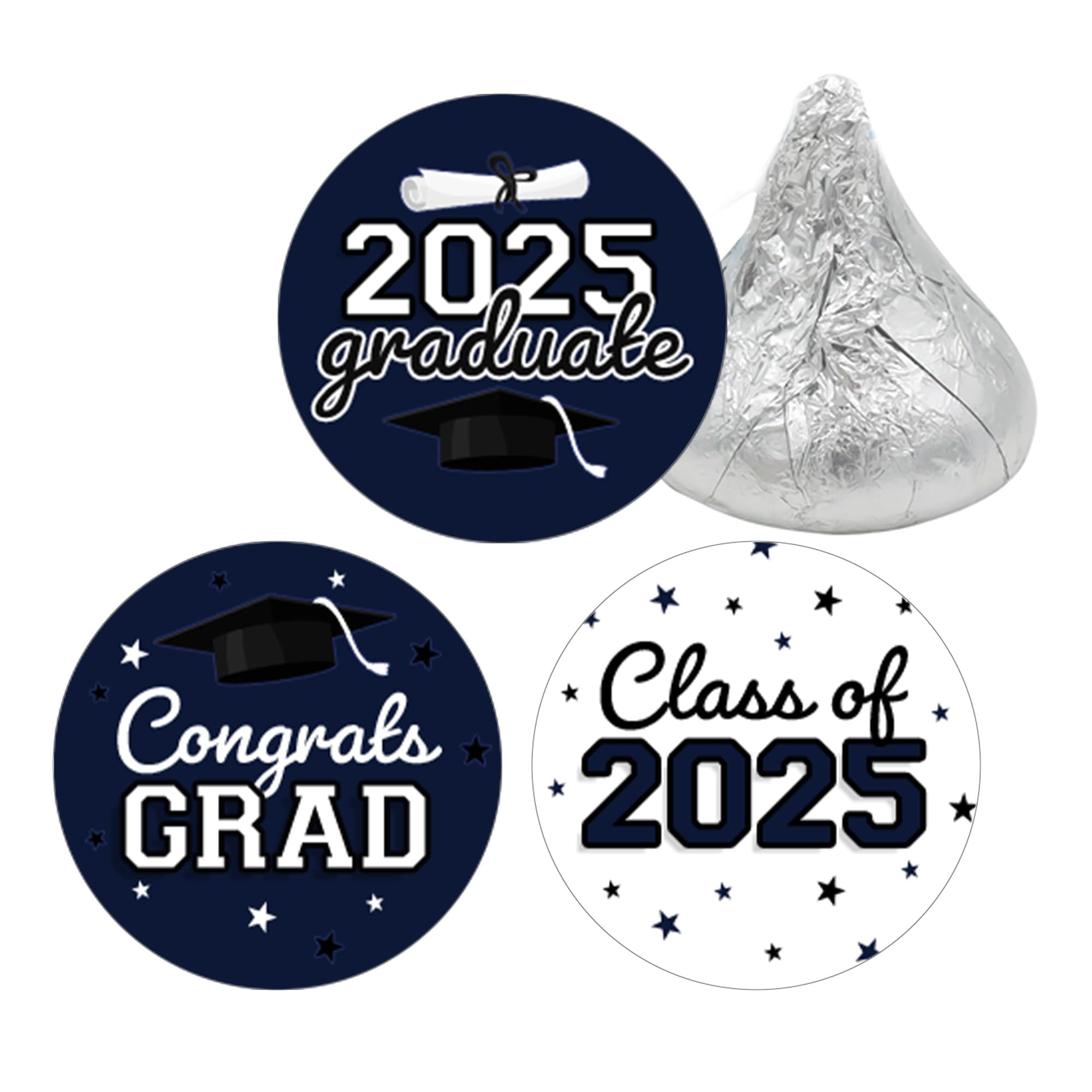 Navy Blue Graduation Party DMF15 Stickers for Kisses Candy, Chocolate ...