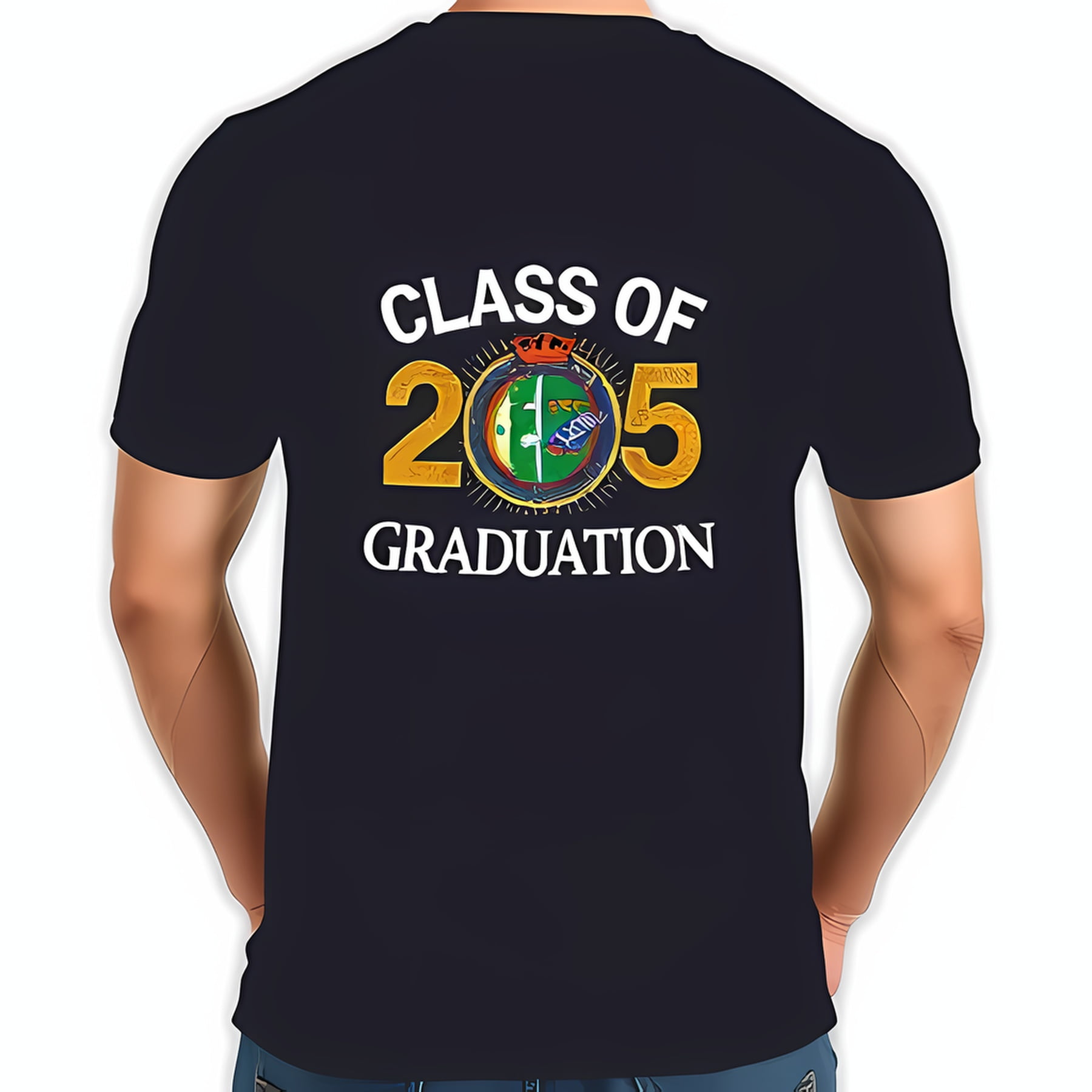 Navy Blue Graduation T-Shirt for Class of 2005 with Gold Glitter Text ...
